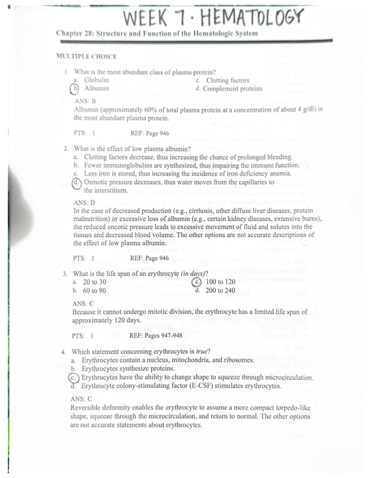 Chapter 28- Structure and Function of the Hematologic System - WEEK 7 . HEMATOLOGY Chapter 28 ...