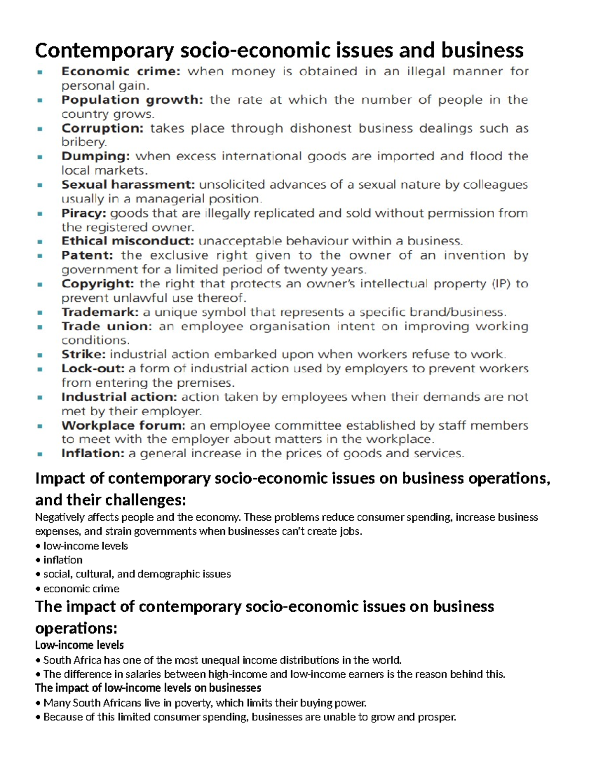 Bussgr 11 - Socio-Economic Issues Impacting Business Operations - Studocu