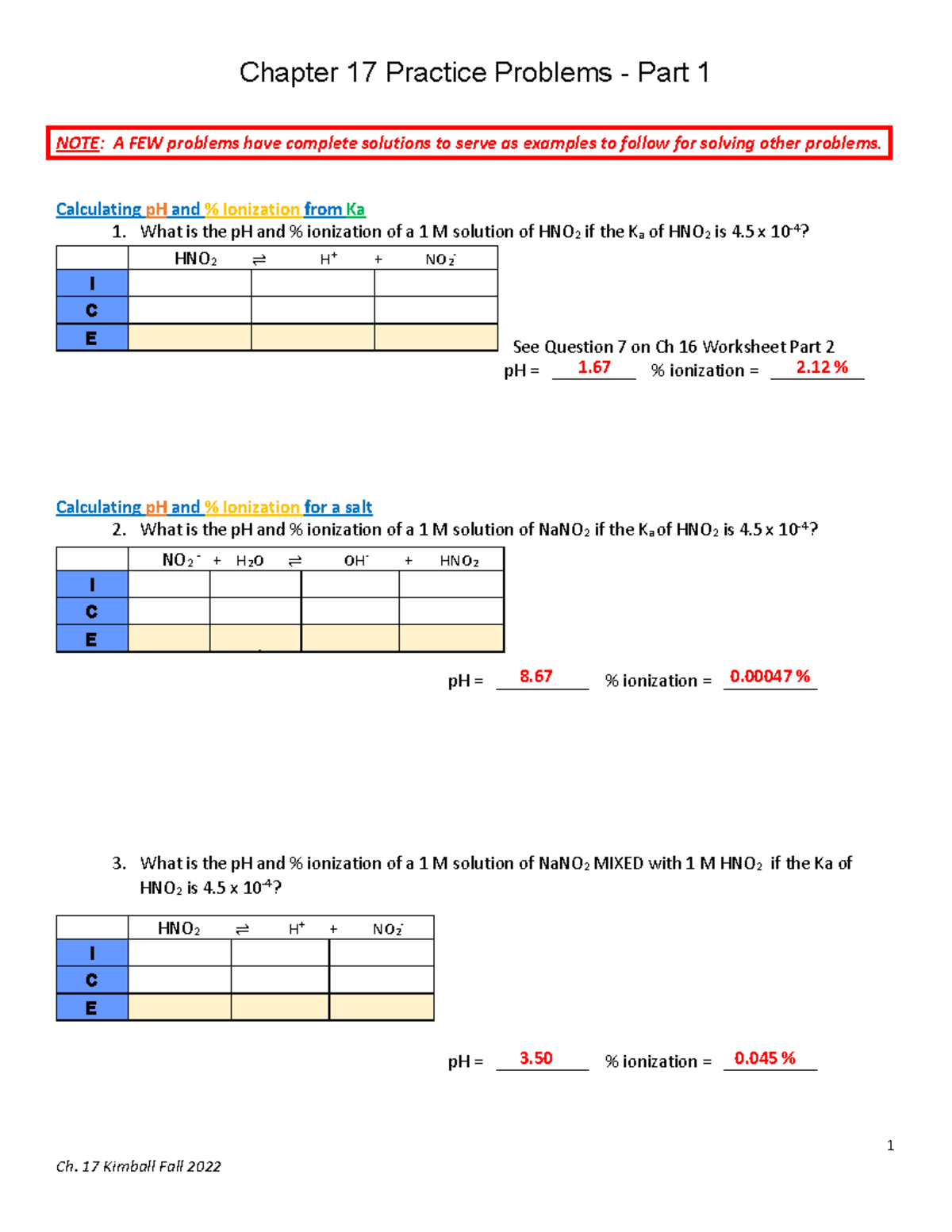 Ch17 Practice Problems (Pt1) KEY - 1 Chapter 17 Practice Problems ...