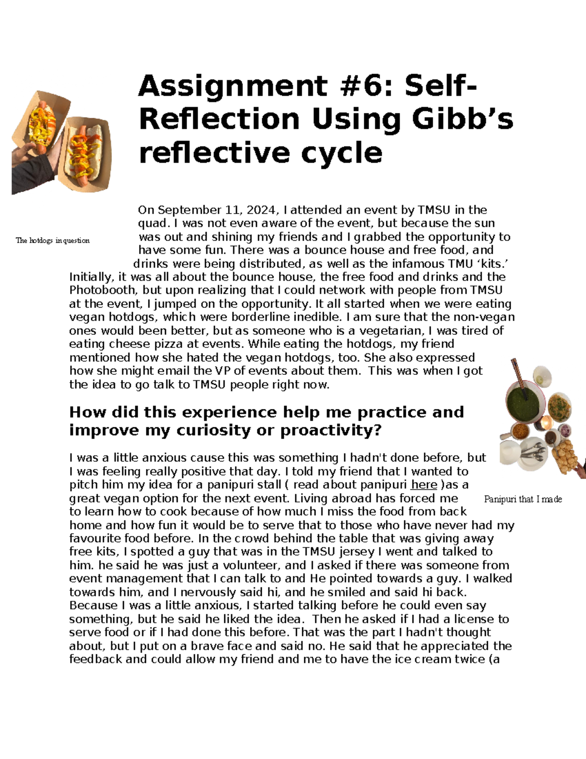 Self-Reflection on Event Feedback: Assignment 6 Using Gibbs' Cycle ...