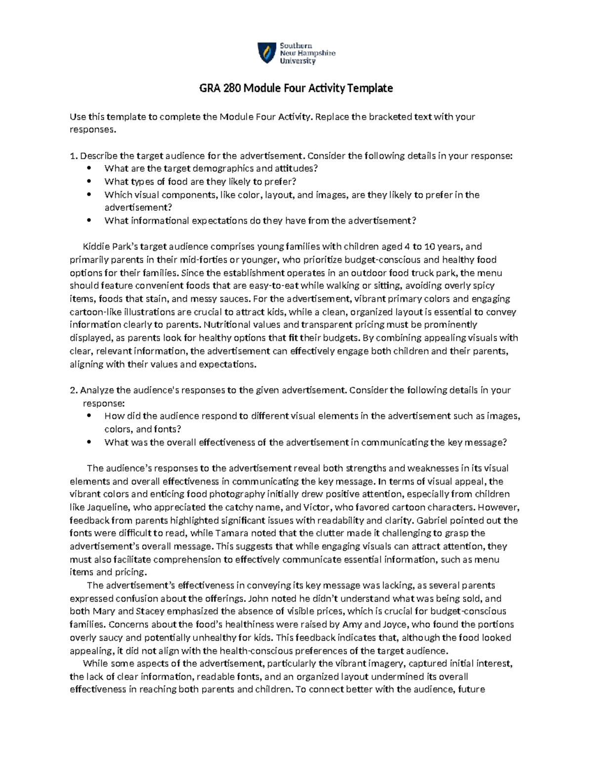 GRA 280 Module Four Activity Template - GRA 280 Module Four Activity ...