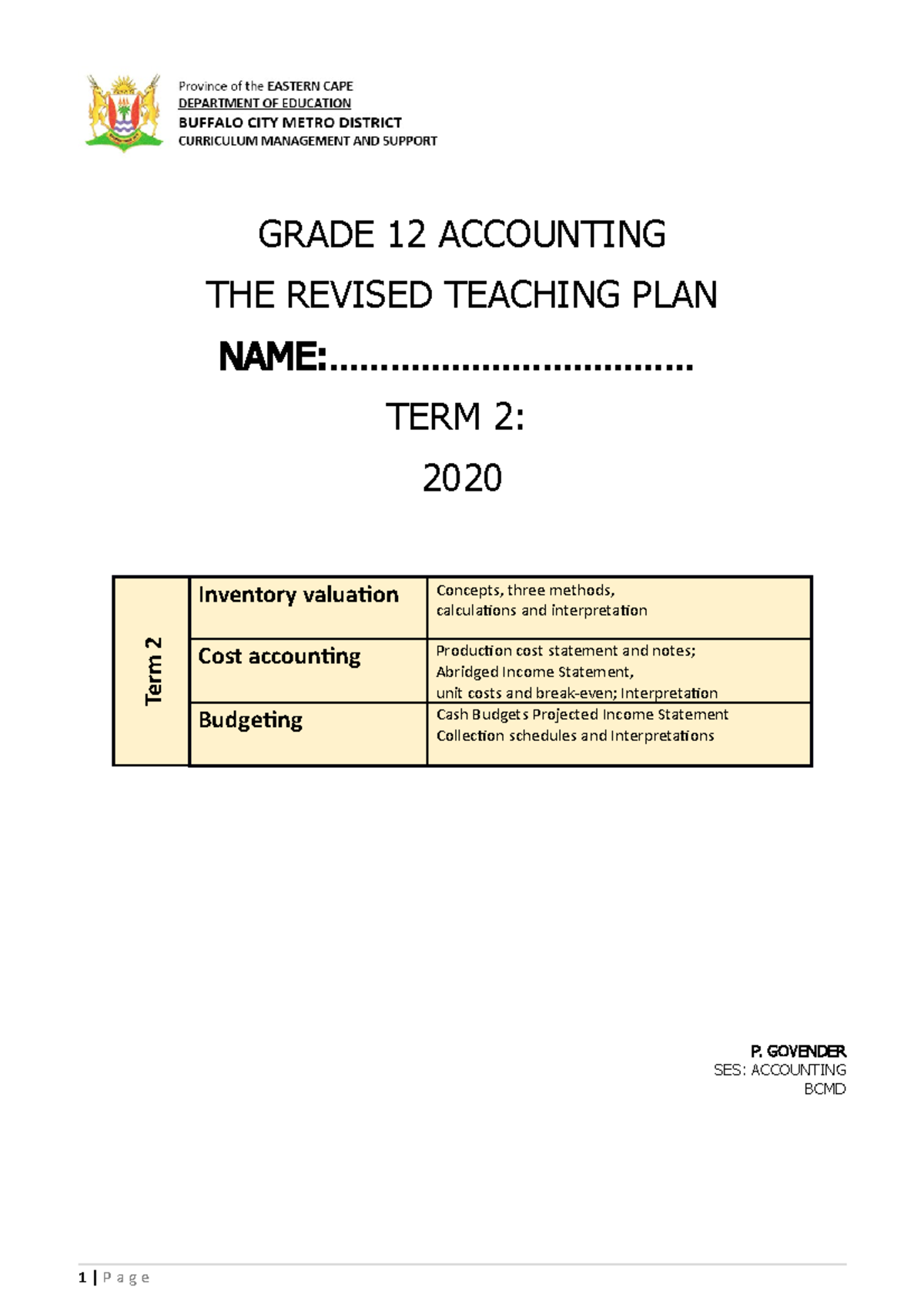 Term 2 Revised QP Notes for Grade 12 Accounting Concepts - Studocu
