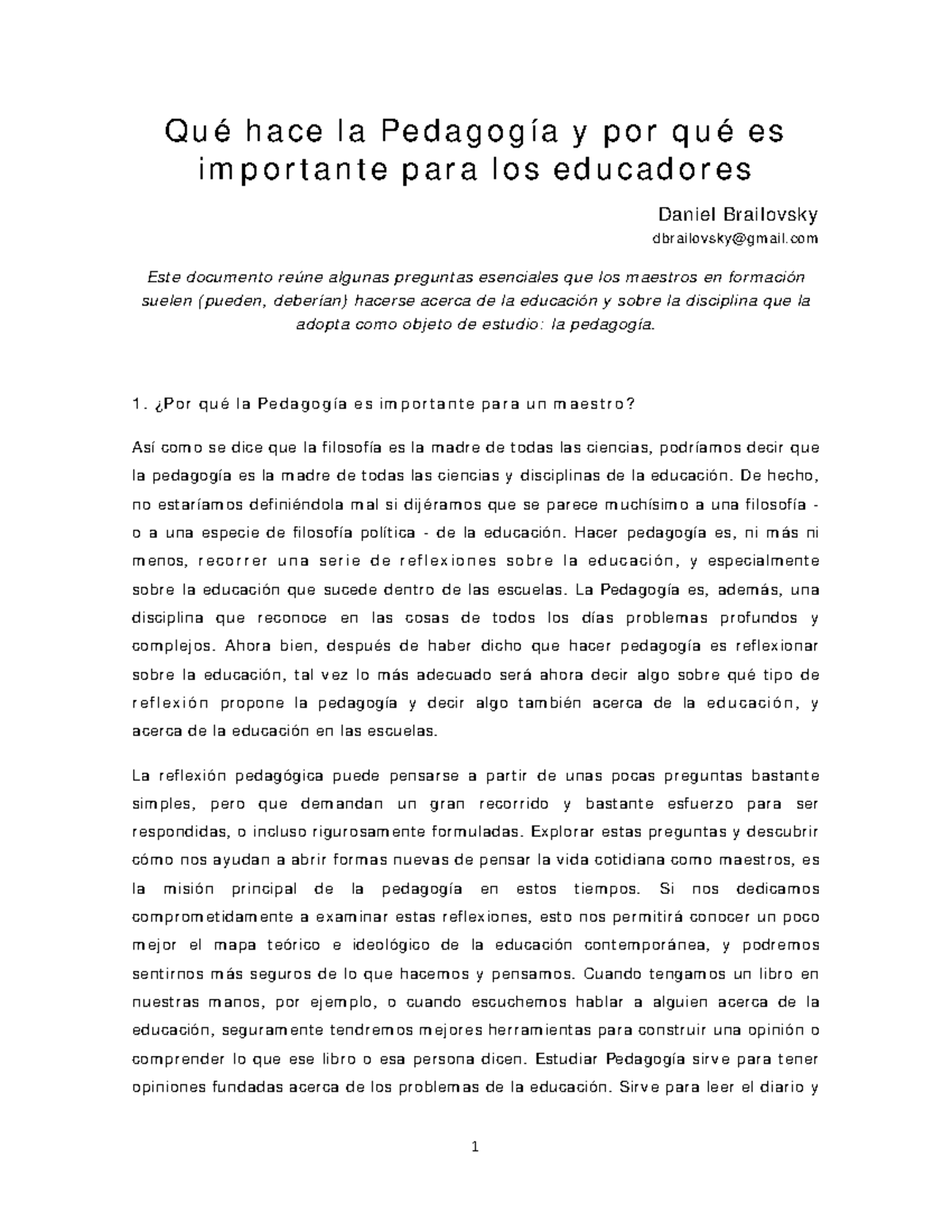 Reflexiones Fundamentales sobre la Pedagogía - DBRAILOVSKY - Studocu