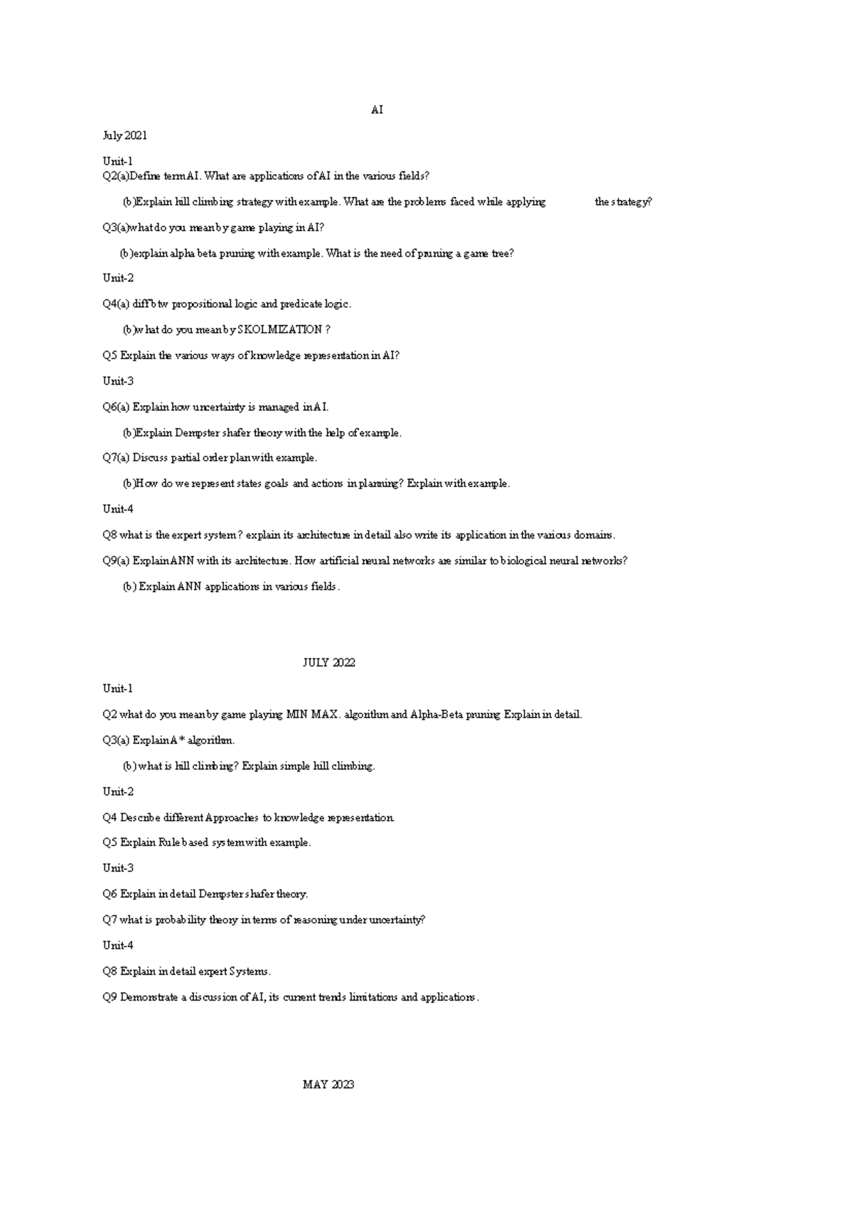 AI PYQ: Applications, Strategies, and Knowledge Representation in AI ...