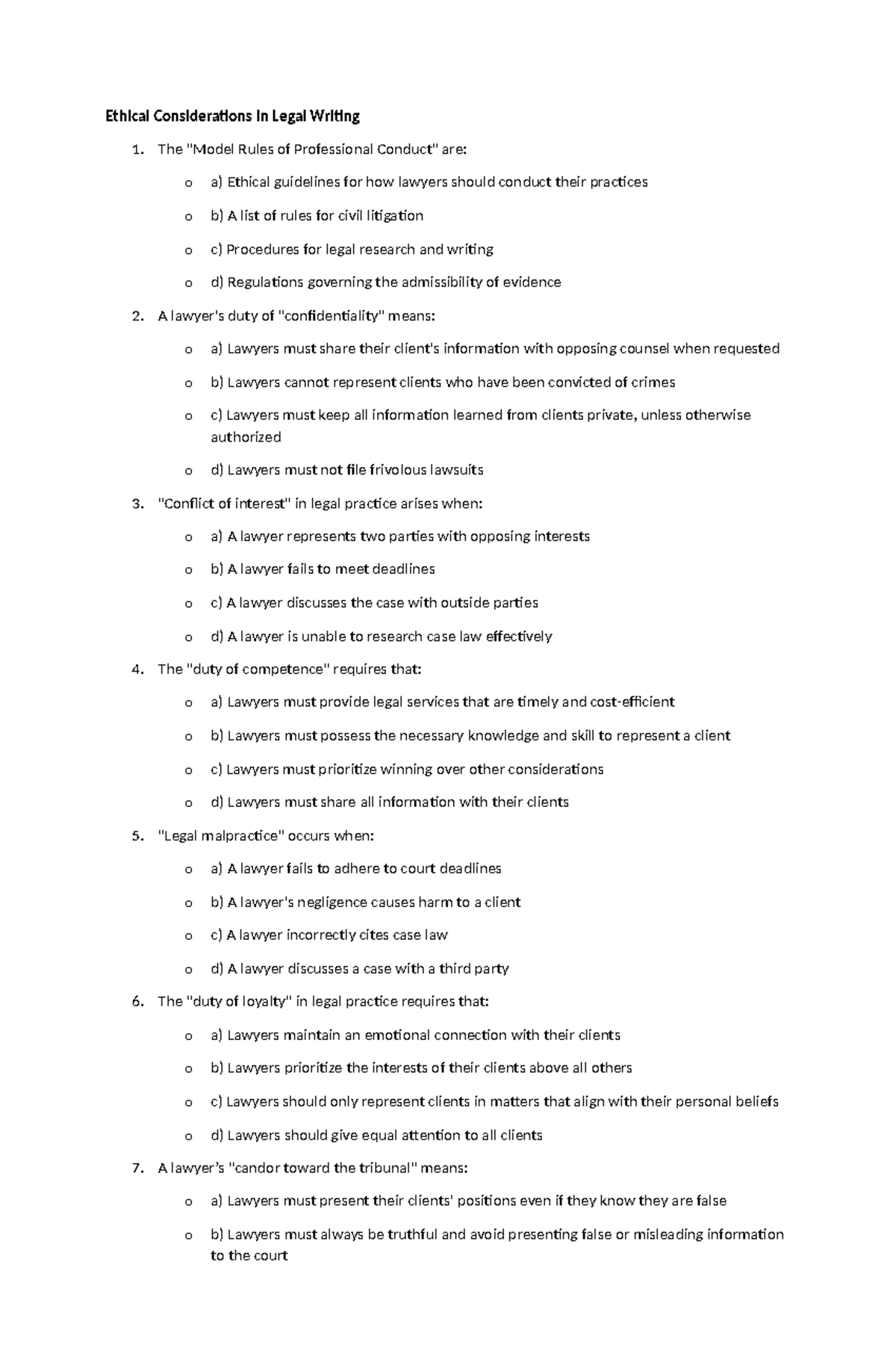 Ethical Considerations in Legal Writing - The "Model Rules of ...