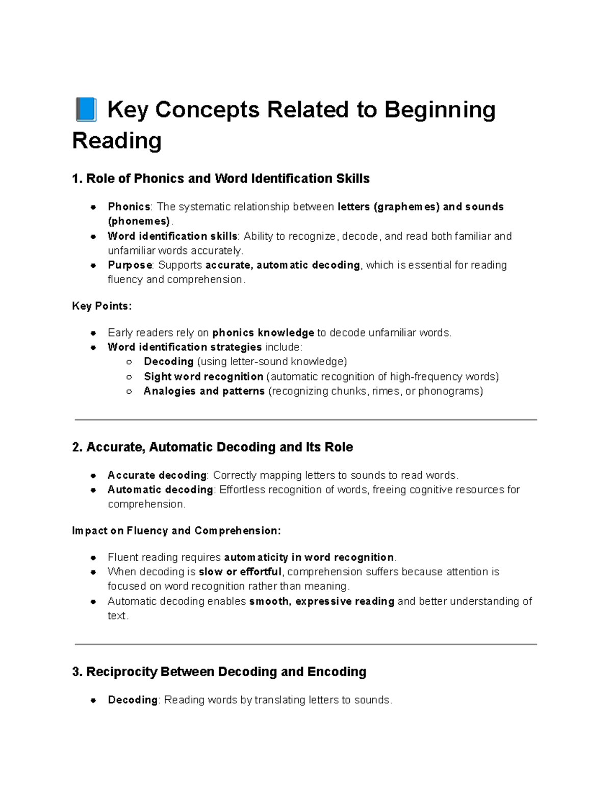 Key Concepts in Phonics Instruction for Beginning Readers (EDU 101 ...