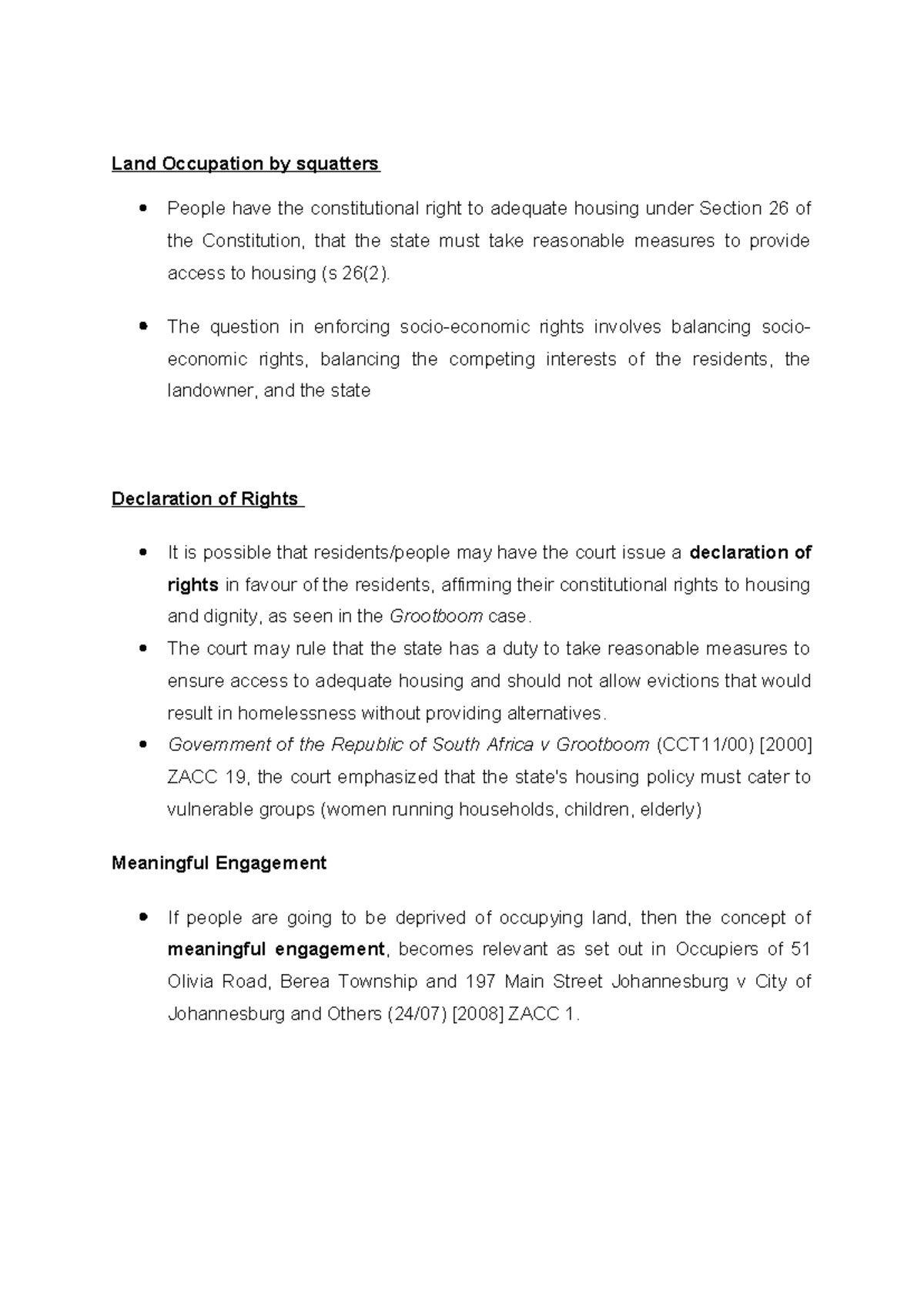 PIE Act Overview: Key Findings on Housing Rights in SA - Studocu