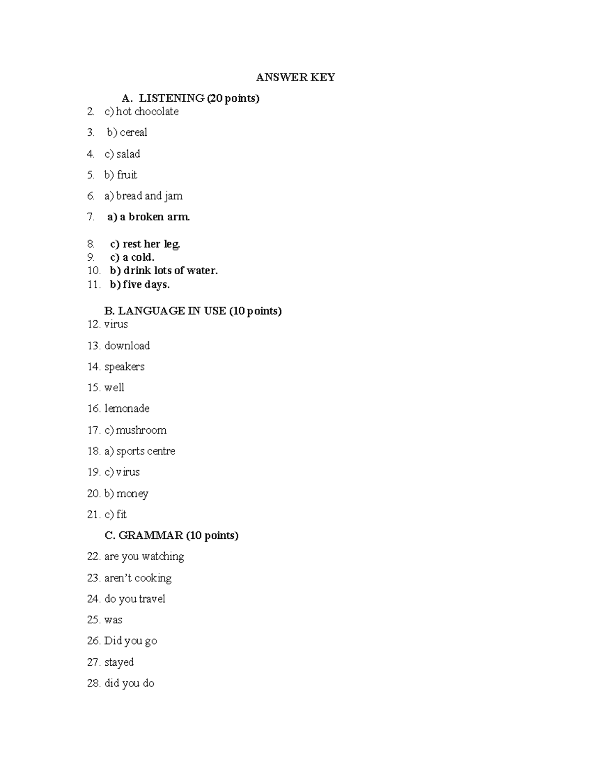 ANSWER KEY - Listening & Language Use - Prepare 2 - Studocu