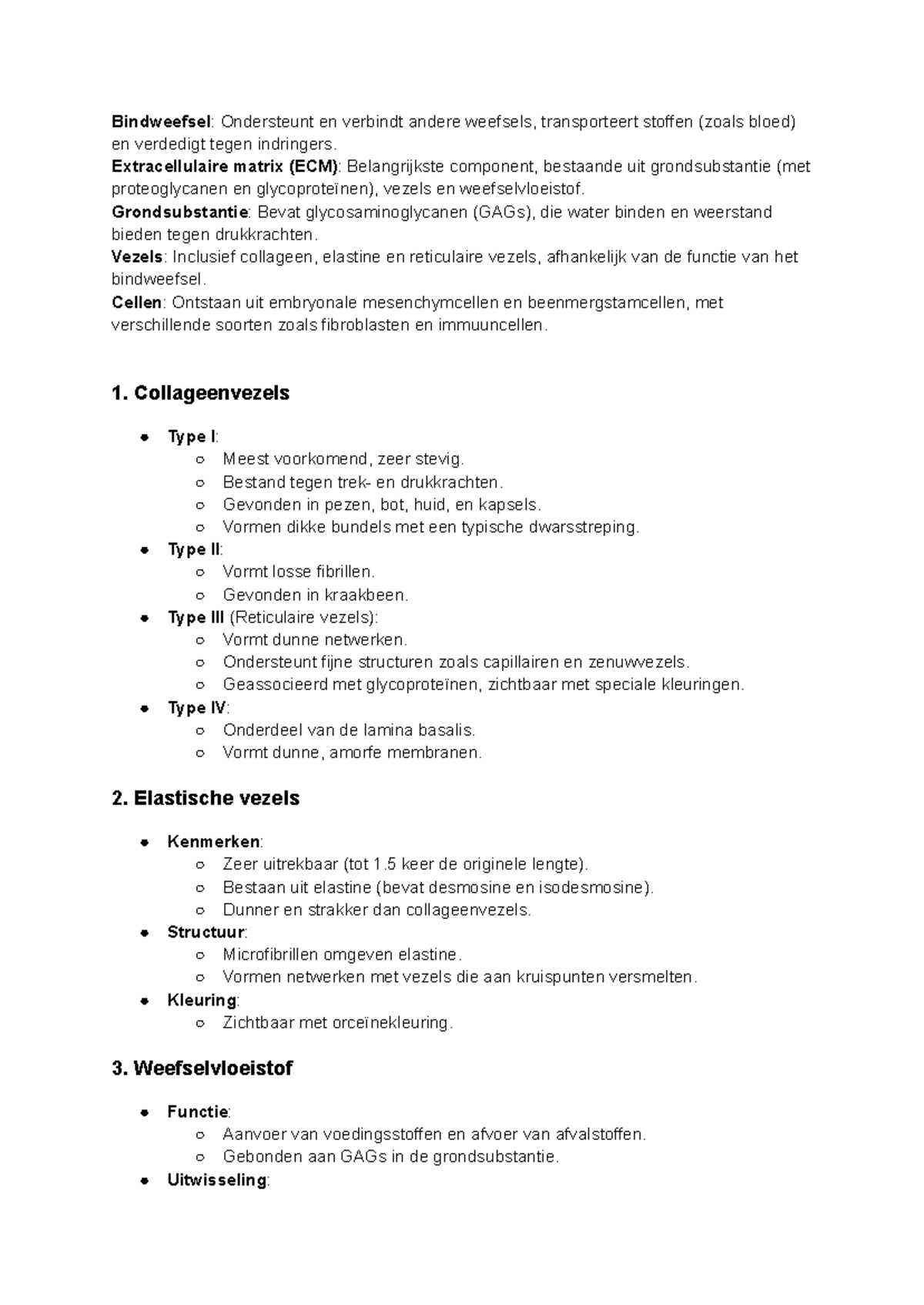 Bindweefsel - Extracellulaire matrix (ECM): Belangrijkste component ...