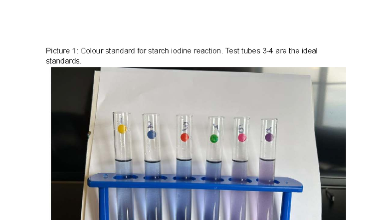 LAB 2: Colour Standards for Starch Iodine Reaction - Studocu