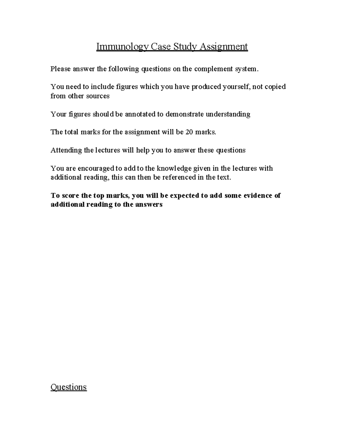 Immunology Case Study: Complement System Analysis (Coursework 2026 ...