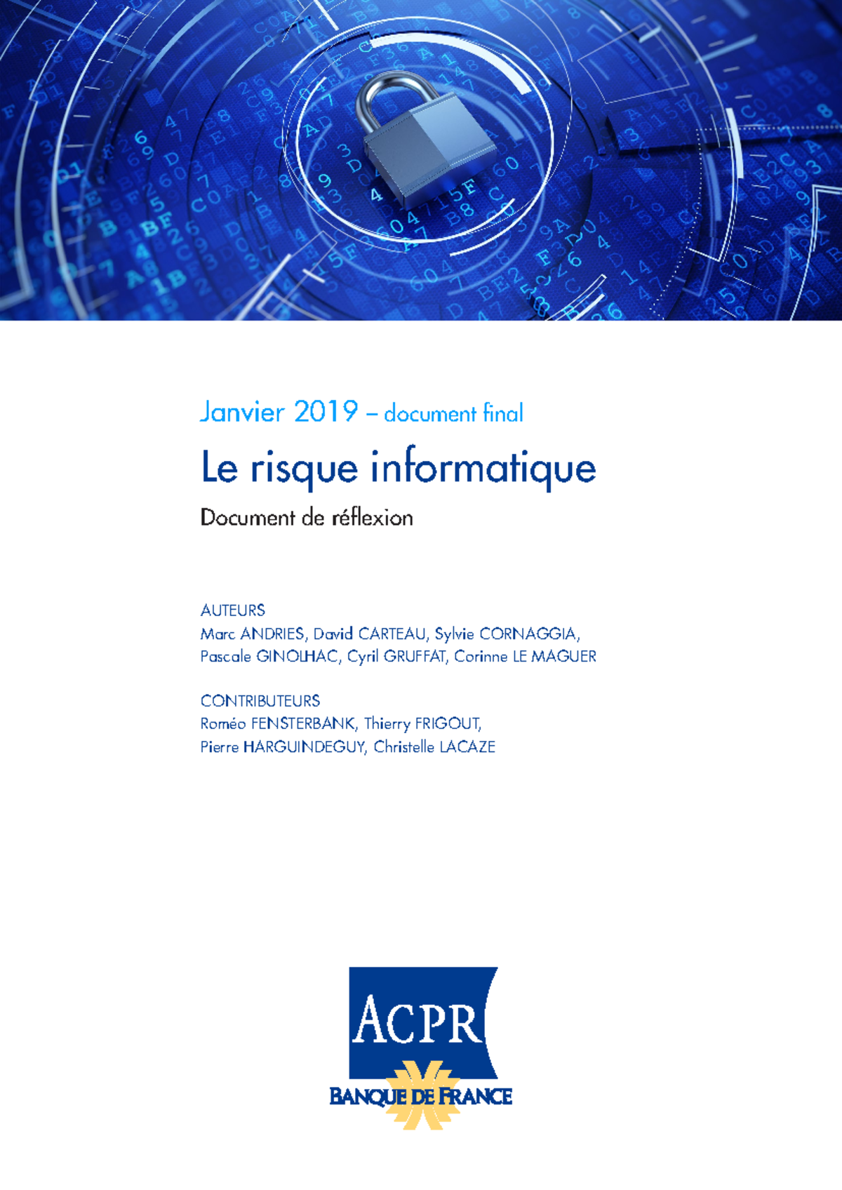 819017 ACPR Réflexion sur le Risque Informatique et Cybersécurité - Studocu