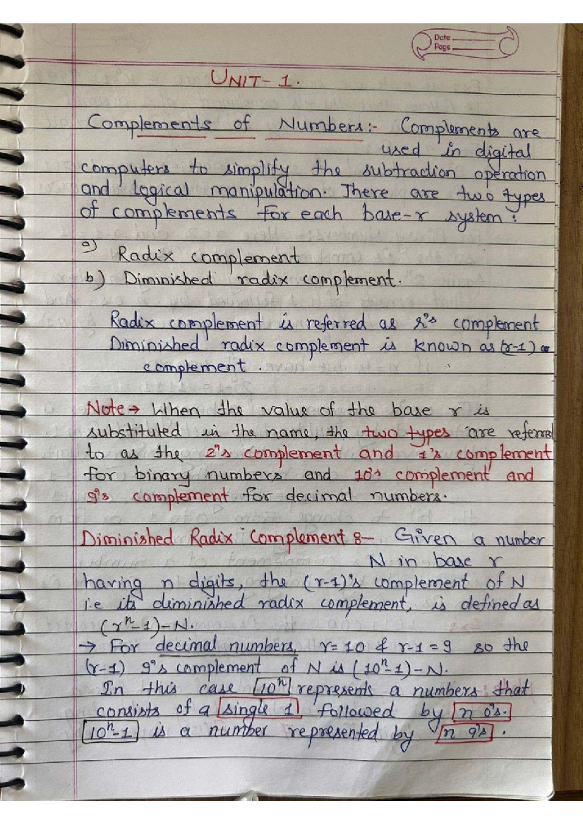 Digital Electronics: Complements and Binary Operations (DE-Unit 2 ...