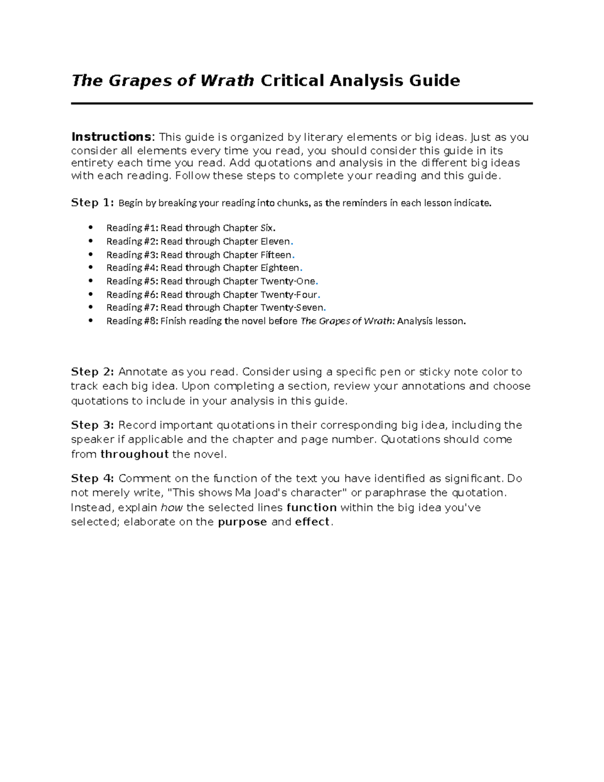 Critical Analysis Guide: The Grapes of Wrath (ENG 101) - Studocu
