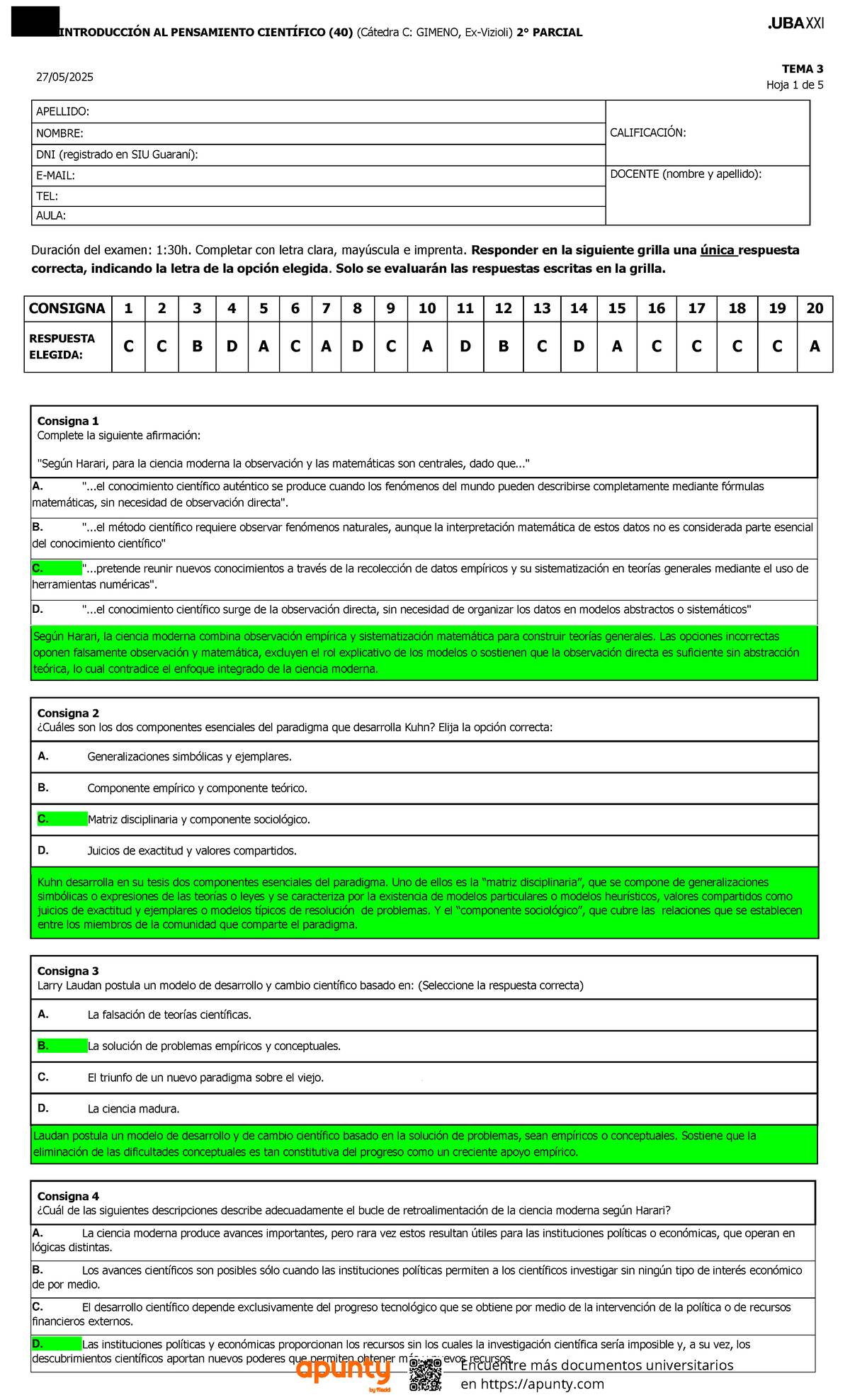 Claves del Parcial 2 - Tema 3 - Introducción al Pensamiento Científico ...