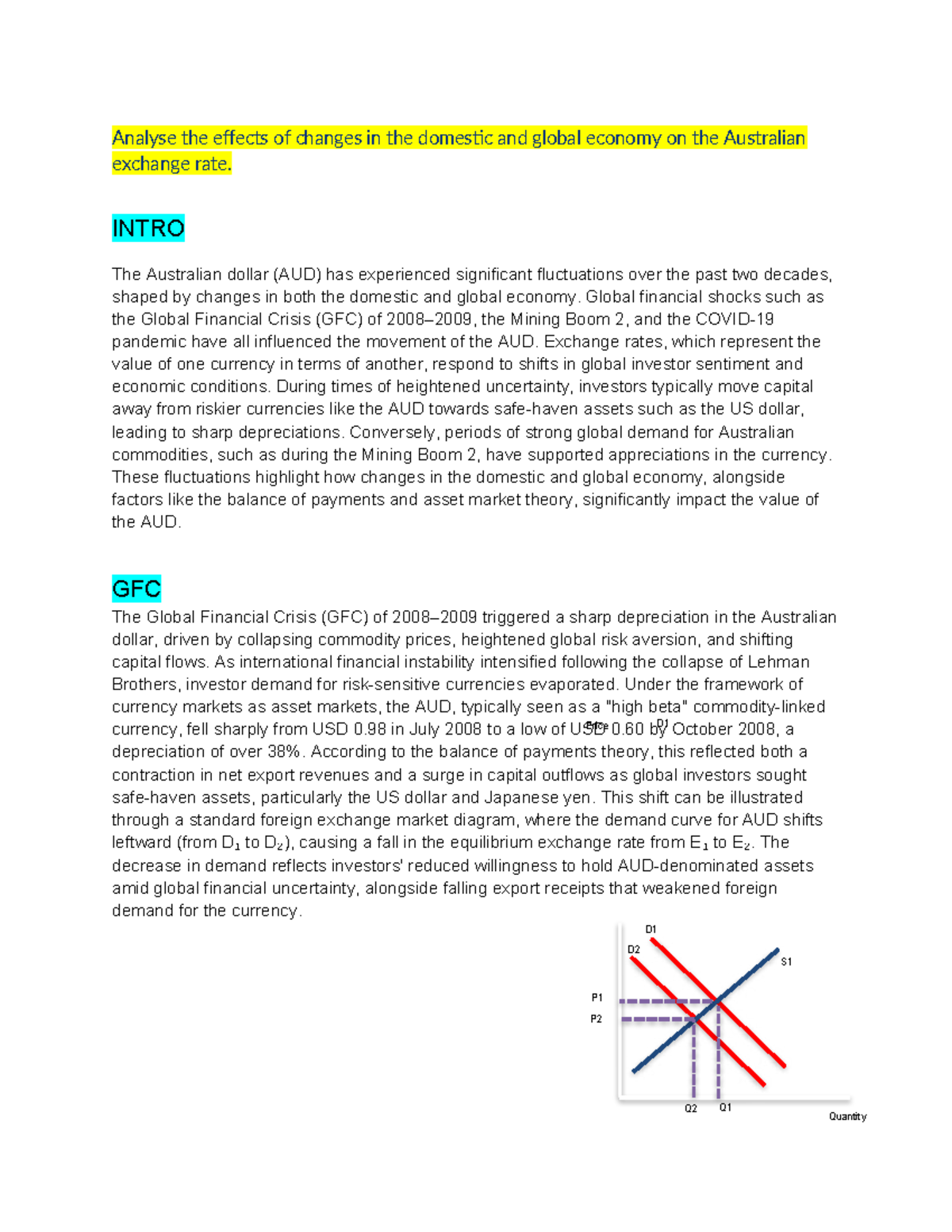 Effects of Domestic & Global Economic Changes on AUD Exchange Rate ...