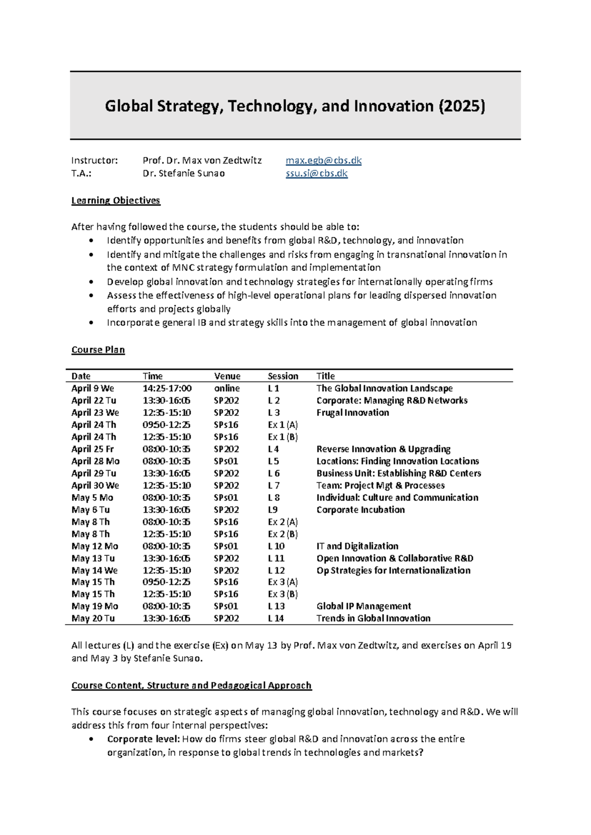 Global Strategy, Technology & Innovation Syllabus (GSTI 2025) - Studocu