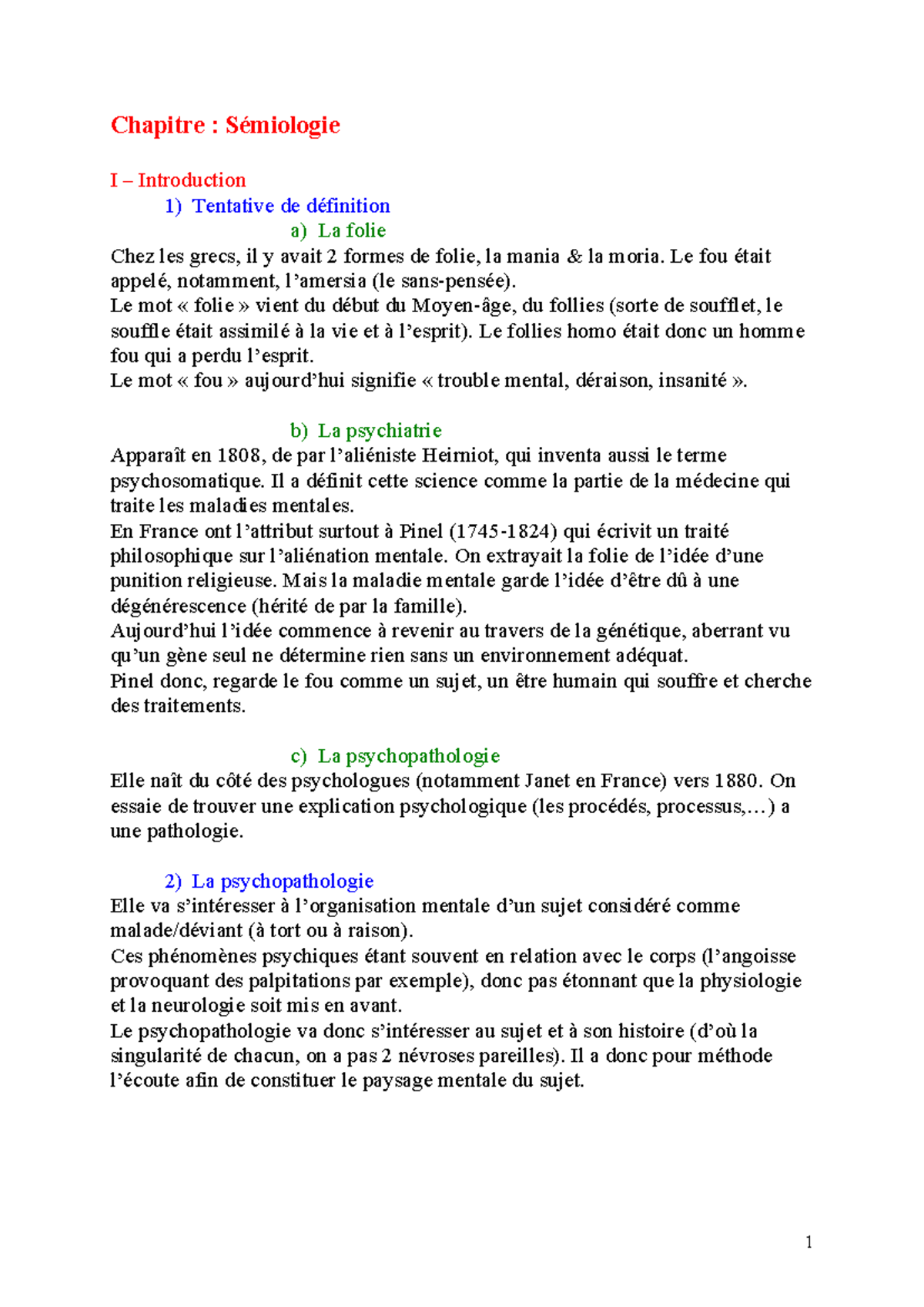 CM psychopatho clinique - Chapitre : Sémiologie I – Introduction 1 ...