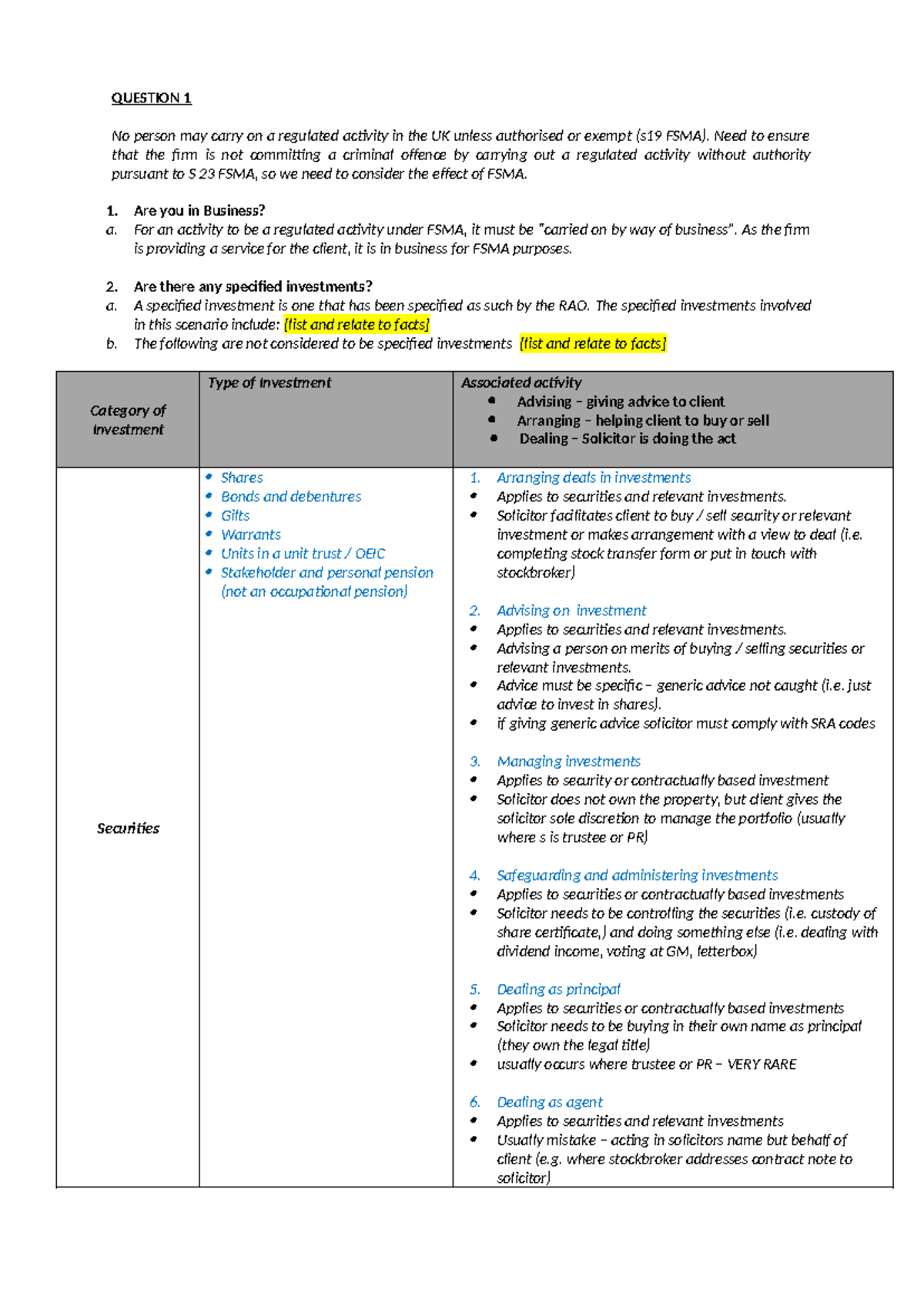 PSC Notes - Financial and Business Skills (FSMA & COB Rules) - Studocu