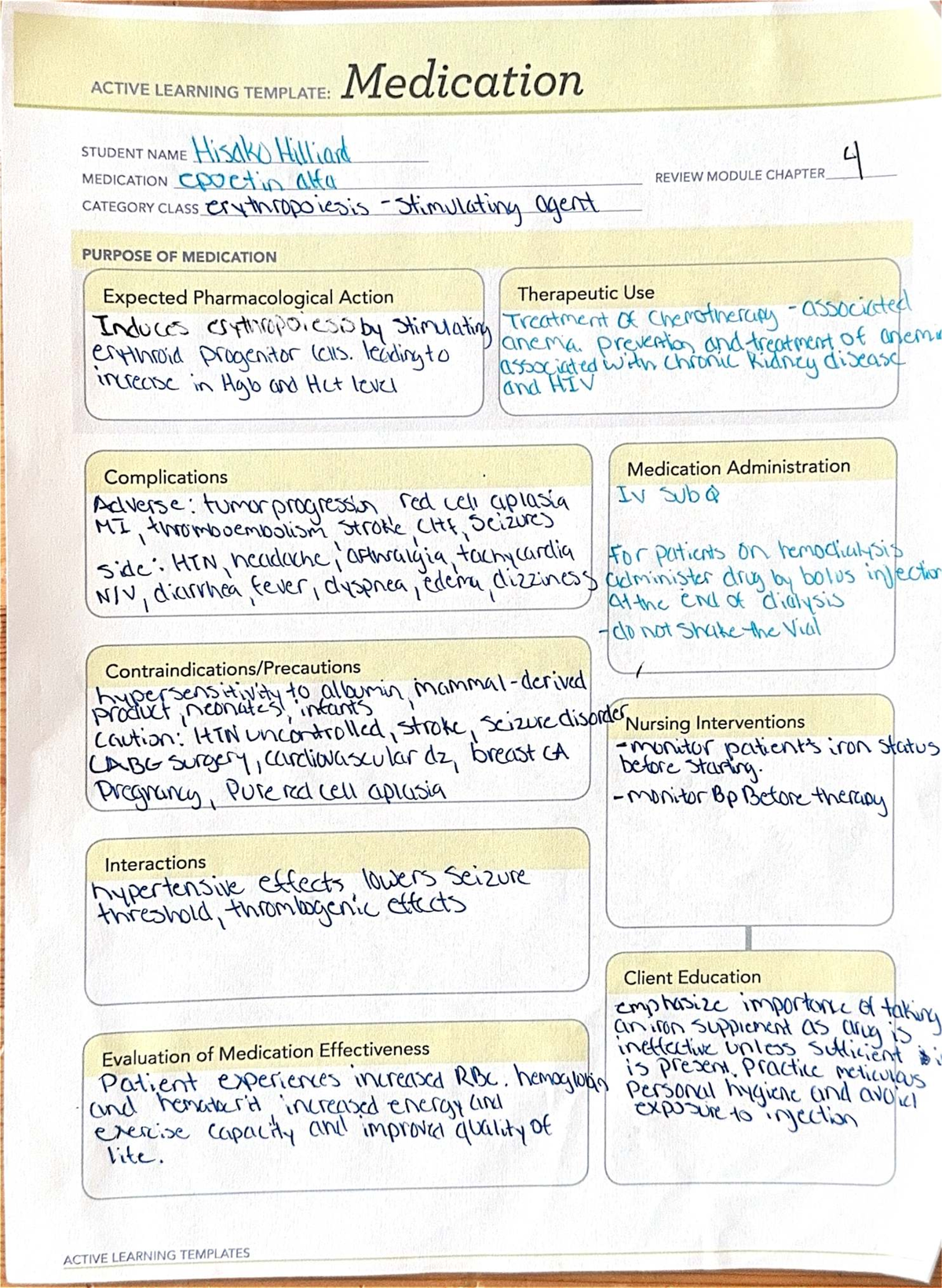 ACTIVE LEARNING TEMPLATE: Medication Review for Epoctin Alta ...