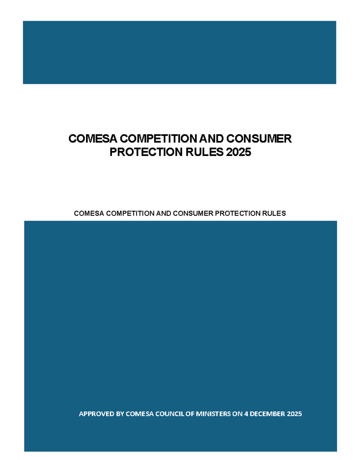 COMESA Competition & Consumer Protection Rules 2025 Overview - Studocu