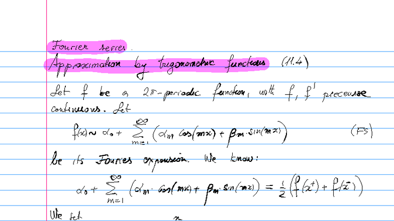 Fourier Series Approximation of Trigonometric Functions (11.4) - Studocu
