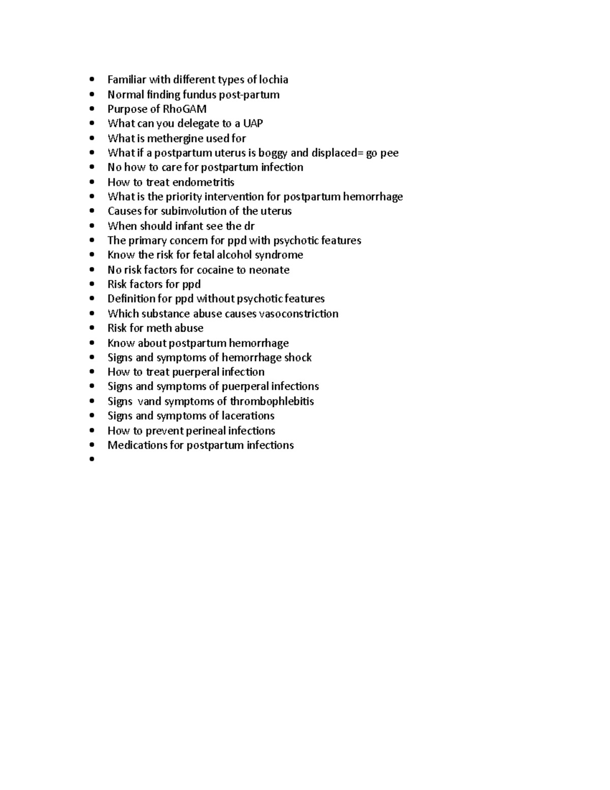Ob 4 exam - study guide - Familiar with different types of lochia ...