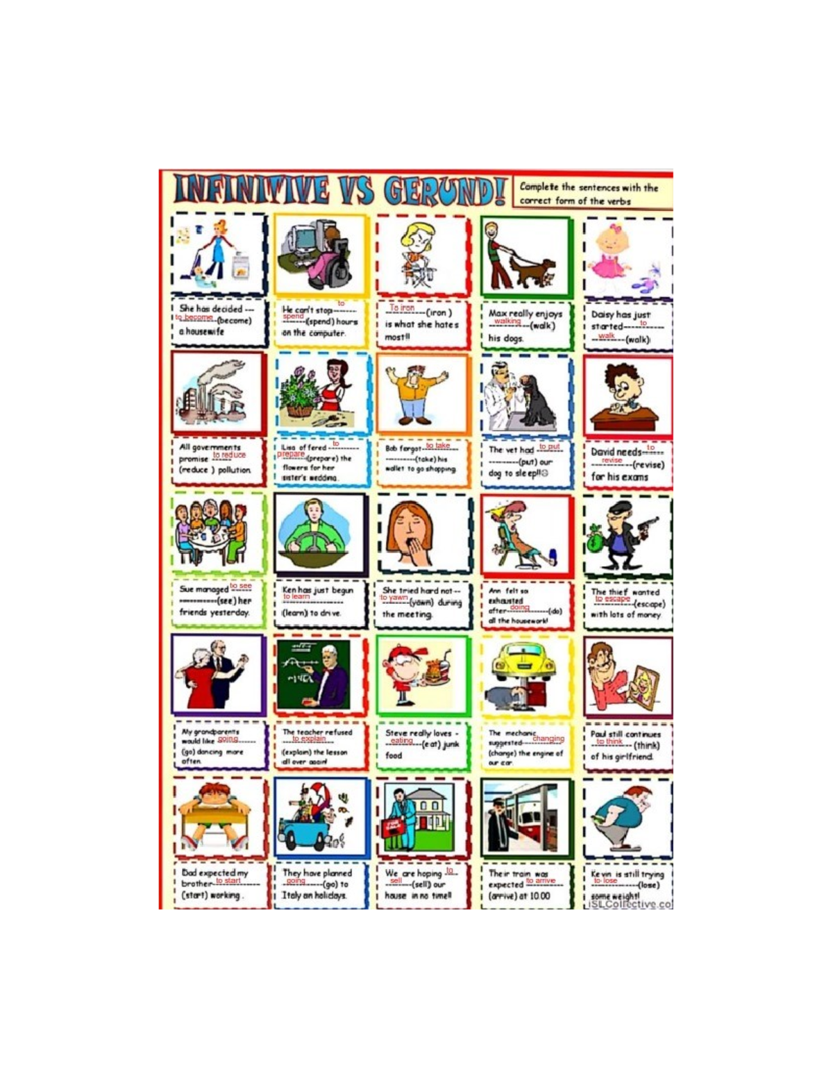 INFINITIVE VS GERUND: Verb Forms Practice for ESL Students - Studocu