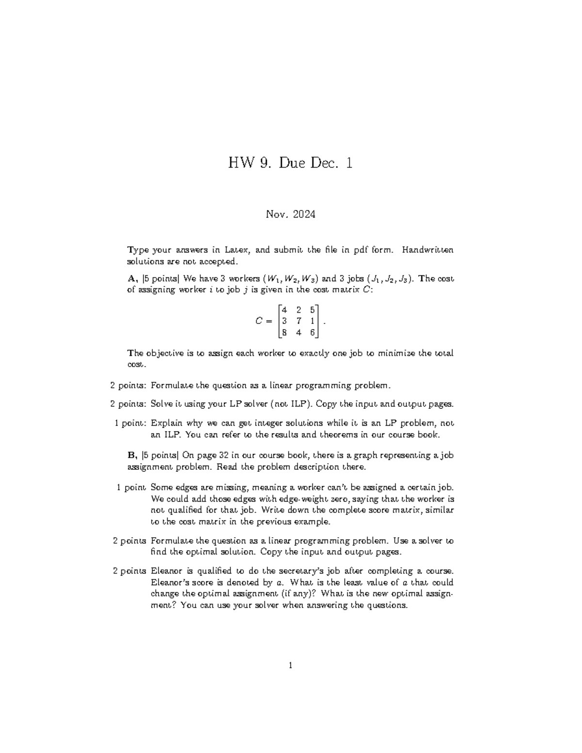 MATH340 HW 9 - Job Assignment LP Problem Practice - Studocu