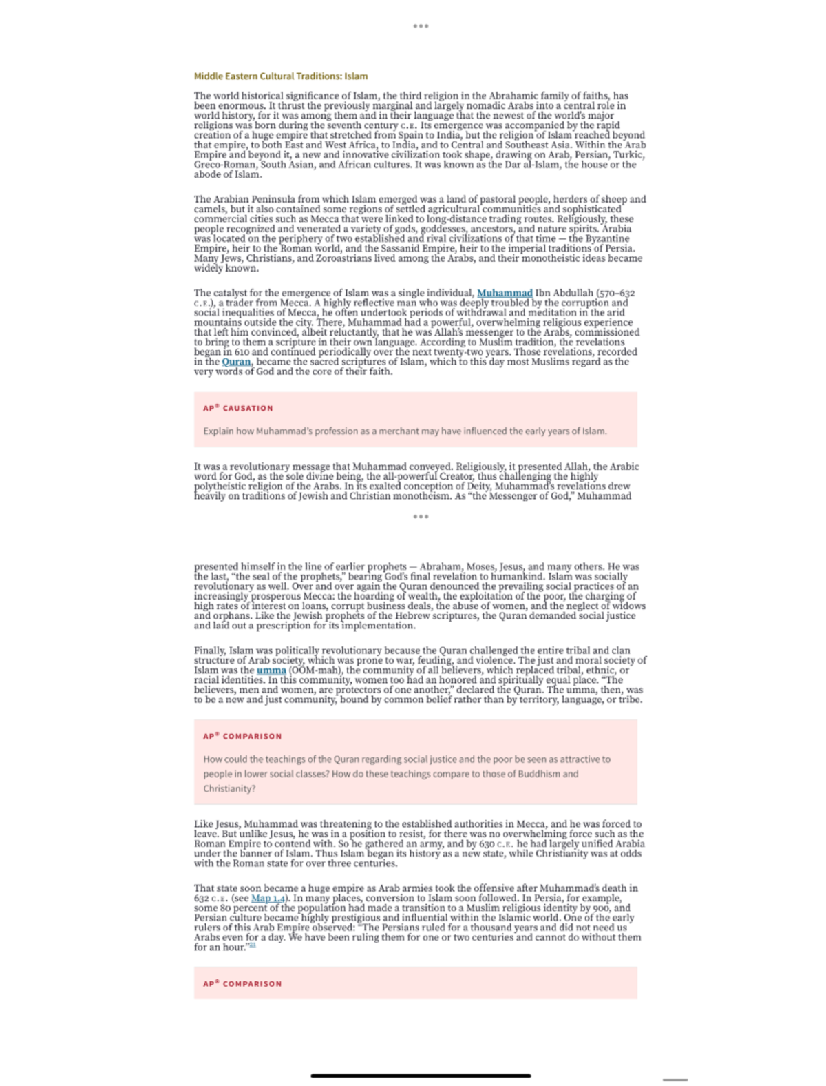 AP WORLD HISTORY: Middle Eastern Cultural Traditions and the Rise of ...