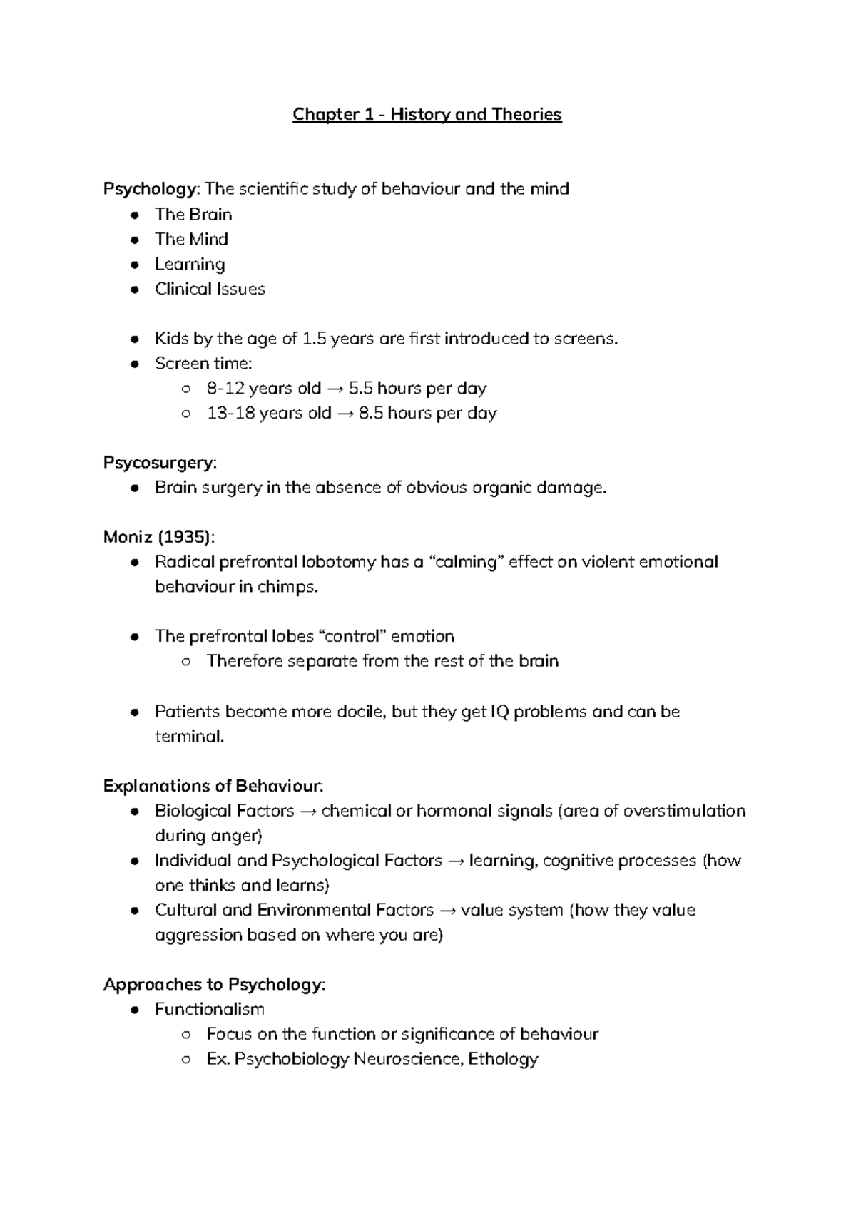 Psychology 101: Chapter 1 Notes - History and Theories - Studocu