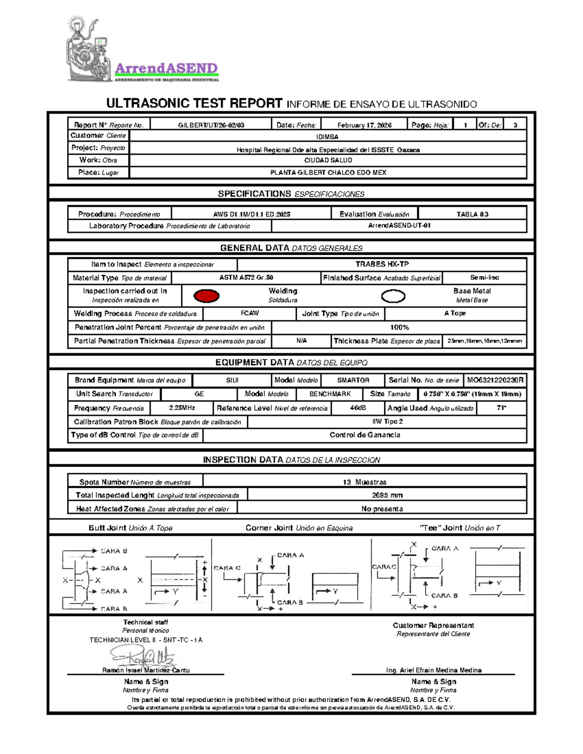 ULTRASONIC TEST REPORT (UT) - GILBERT/UT/26-02/03 - Studocu