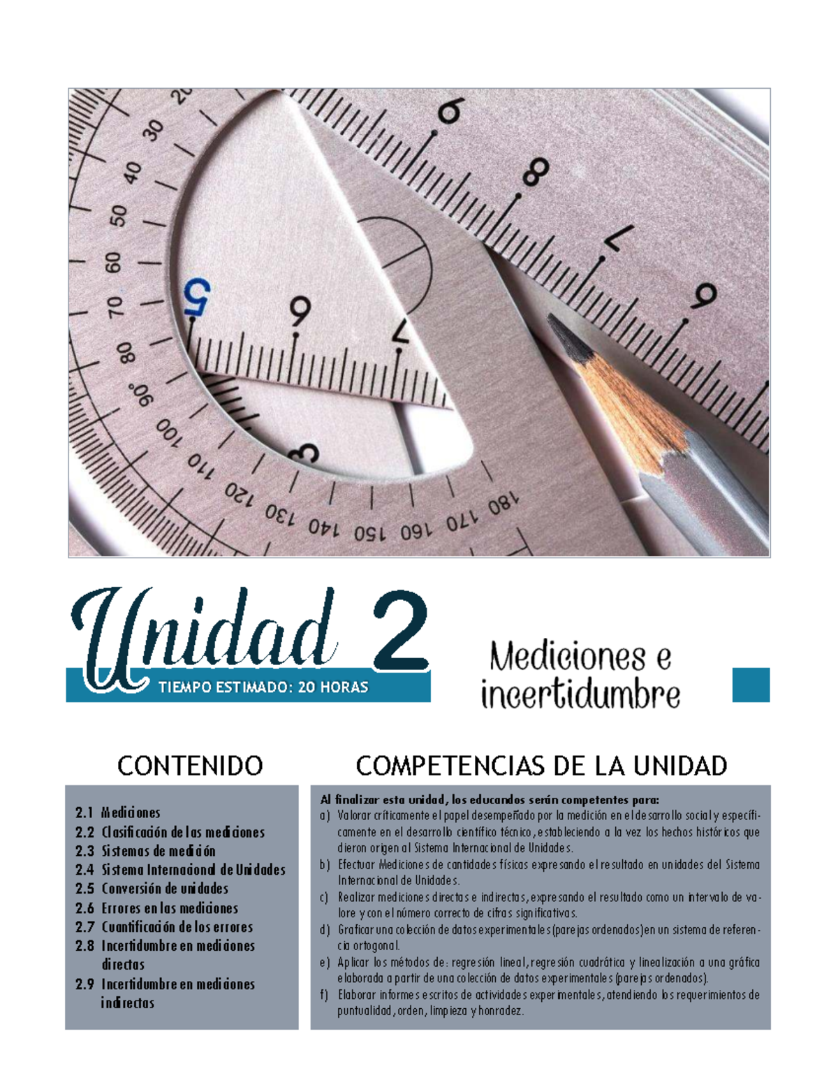Unidad 2: Mediciones e Incertidumbre - Competencias y Contenidos - Studocu