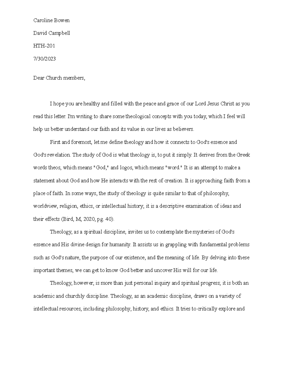 Biblically Faithful Theology Concepts - HTH- Letter to Church Members ...
