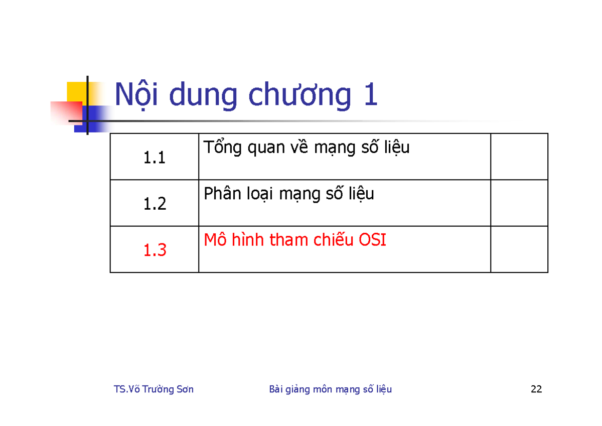 Bài giảng Mạng số liệu: Mô hình tham chiếu OSI (C1) - Studocu