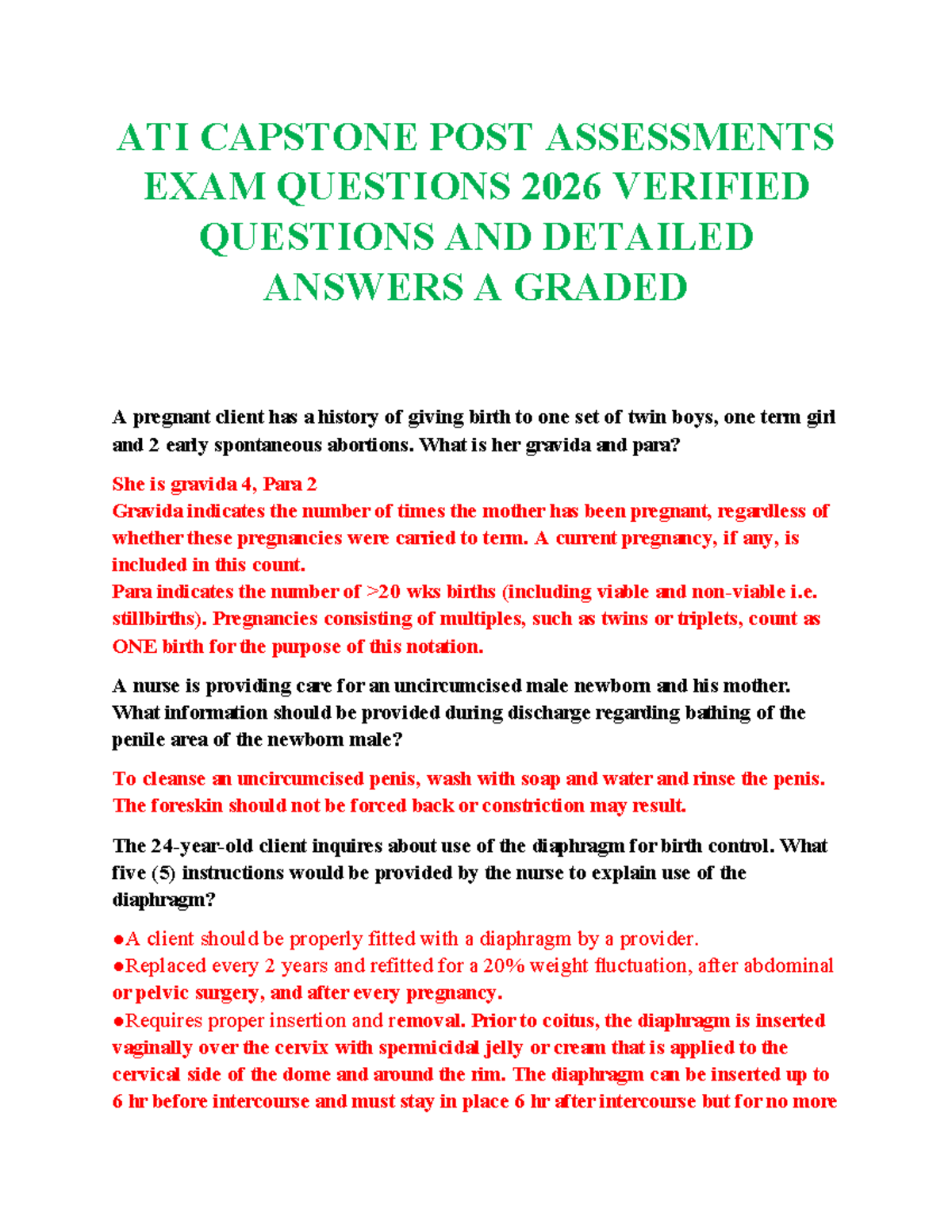 ATI Capstone POST Assessments Exam Questions 2026: Verified & Detailed ...