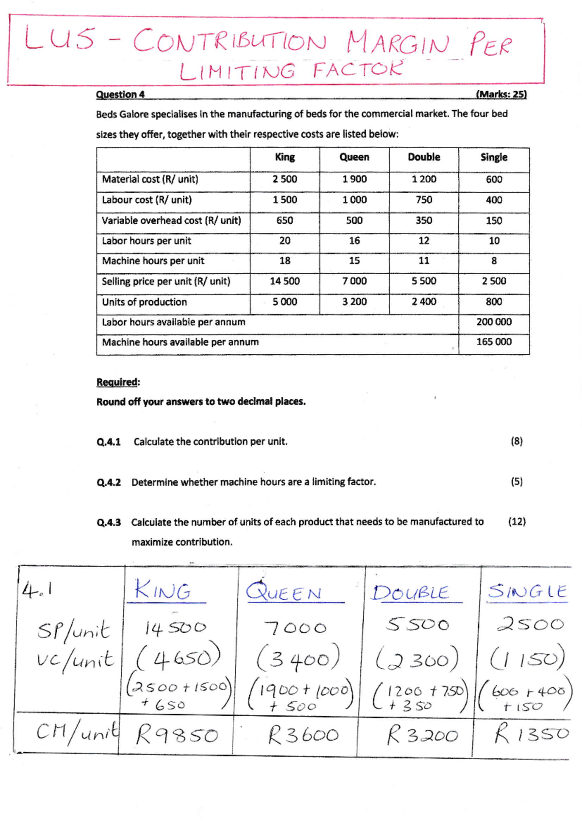 FINM2B LU5 CM PER Limiting Factor Q AND A - L u S CoxtrK r6ilr-toxr ...