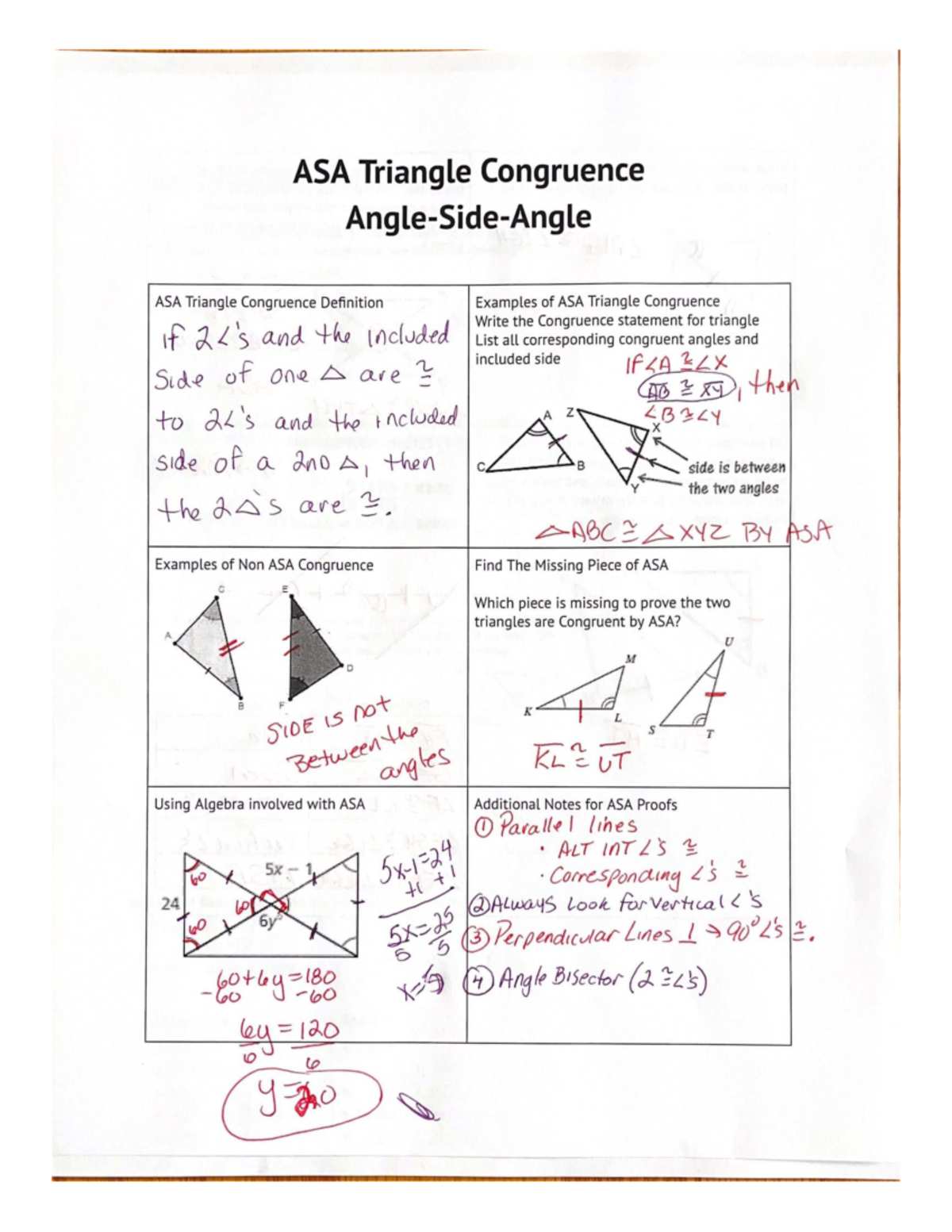 Unit 3 Concept 2: ASA Triangle Congruence Notes - Studocu