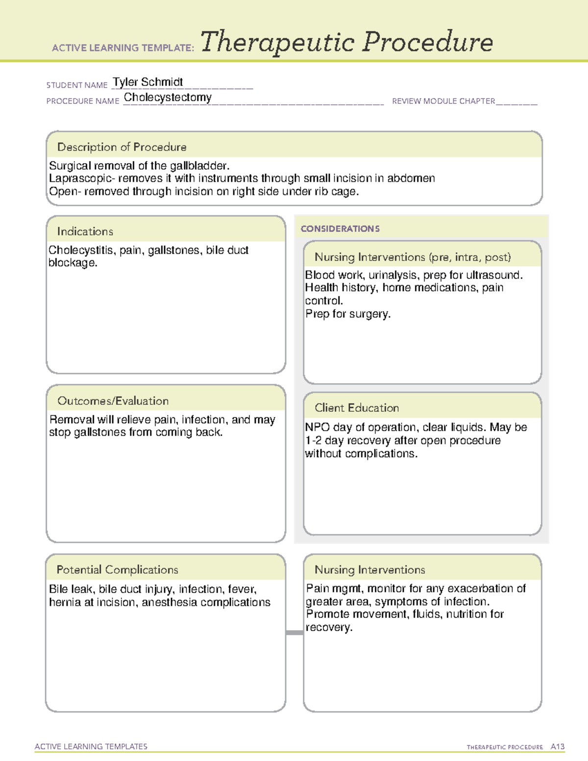 CHolecystectomy Active Learning Template Therapeutic Procedure - ACTIVE ...