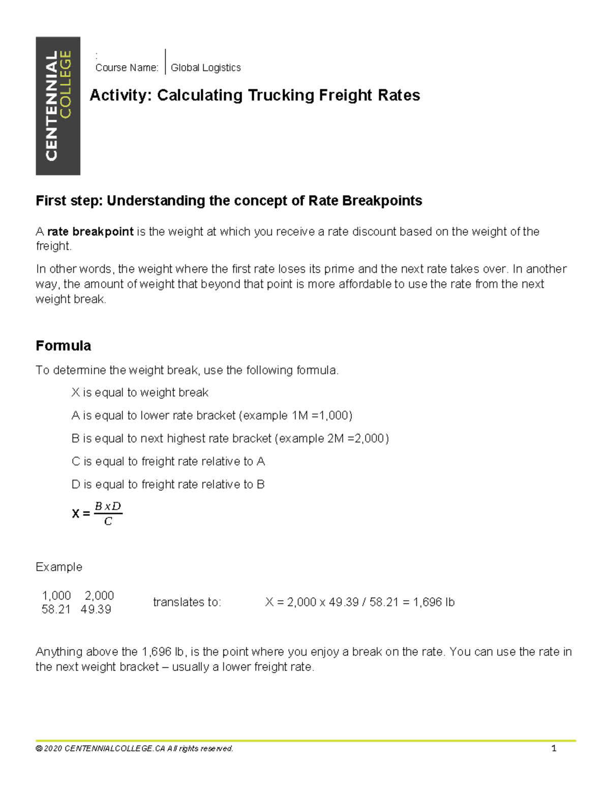 Global Logistics Mod-04 Activity: Trucking Rates Calculation Guide ...