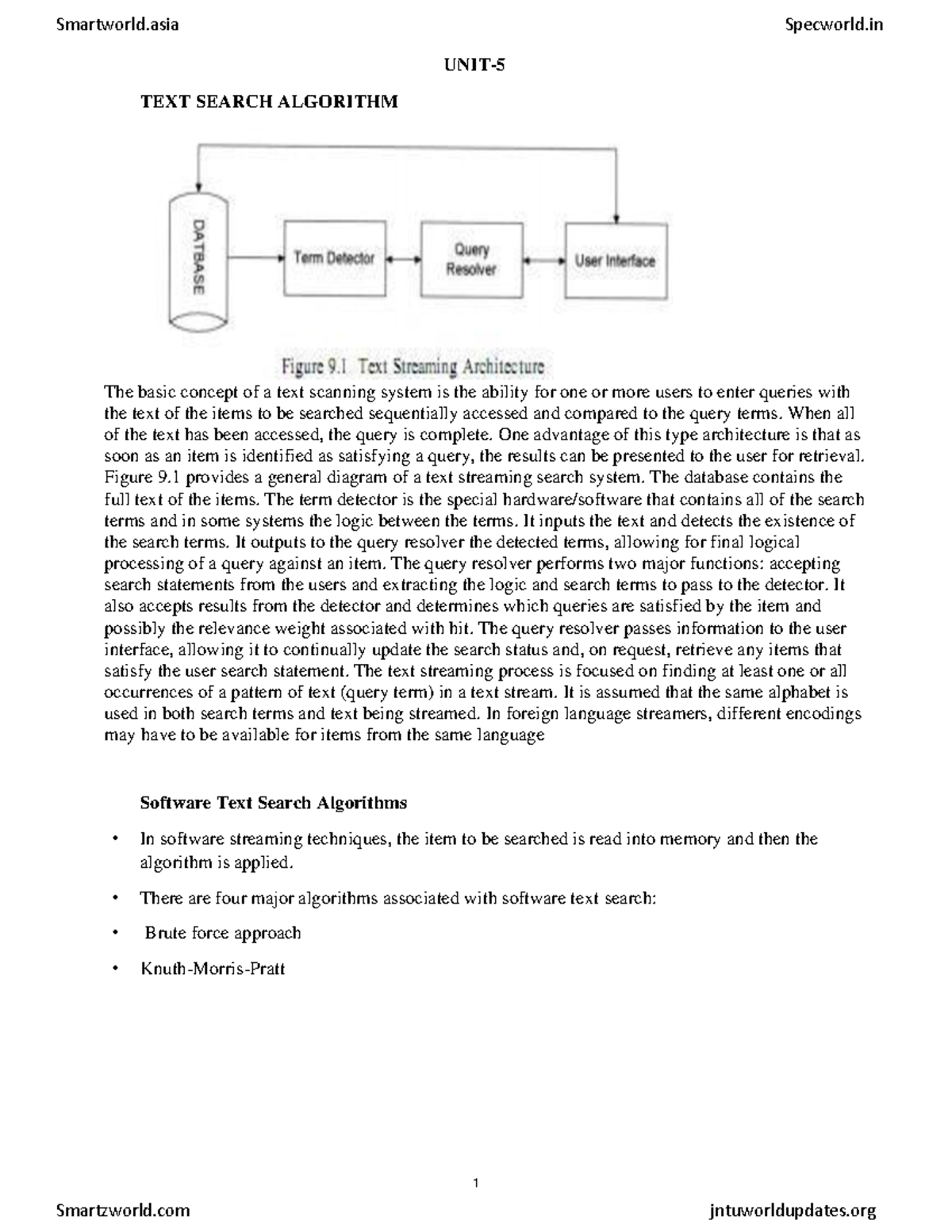Unit-5: Text Search Algorithms and Their Applications in Software - Studocu