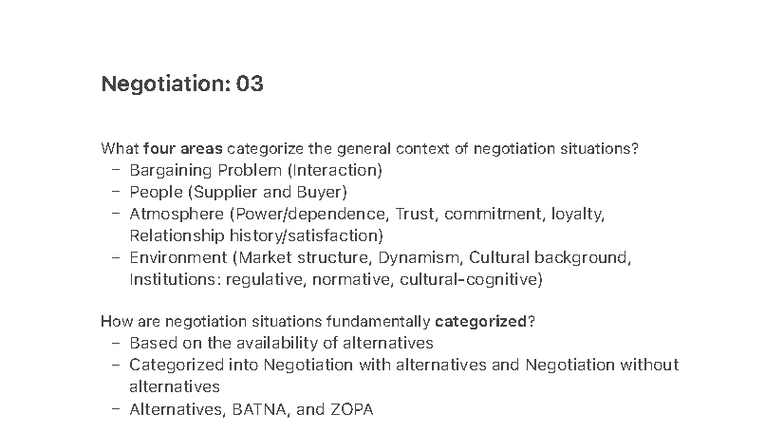 Negotiation: Key Concepts and Categories in Negotiation Situations ...