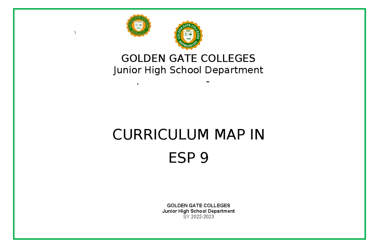 Curriculum Map for ESP 9: Edukasyon sa Pagpapakatao (SY 2022-2023 ...