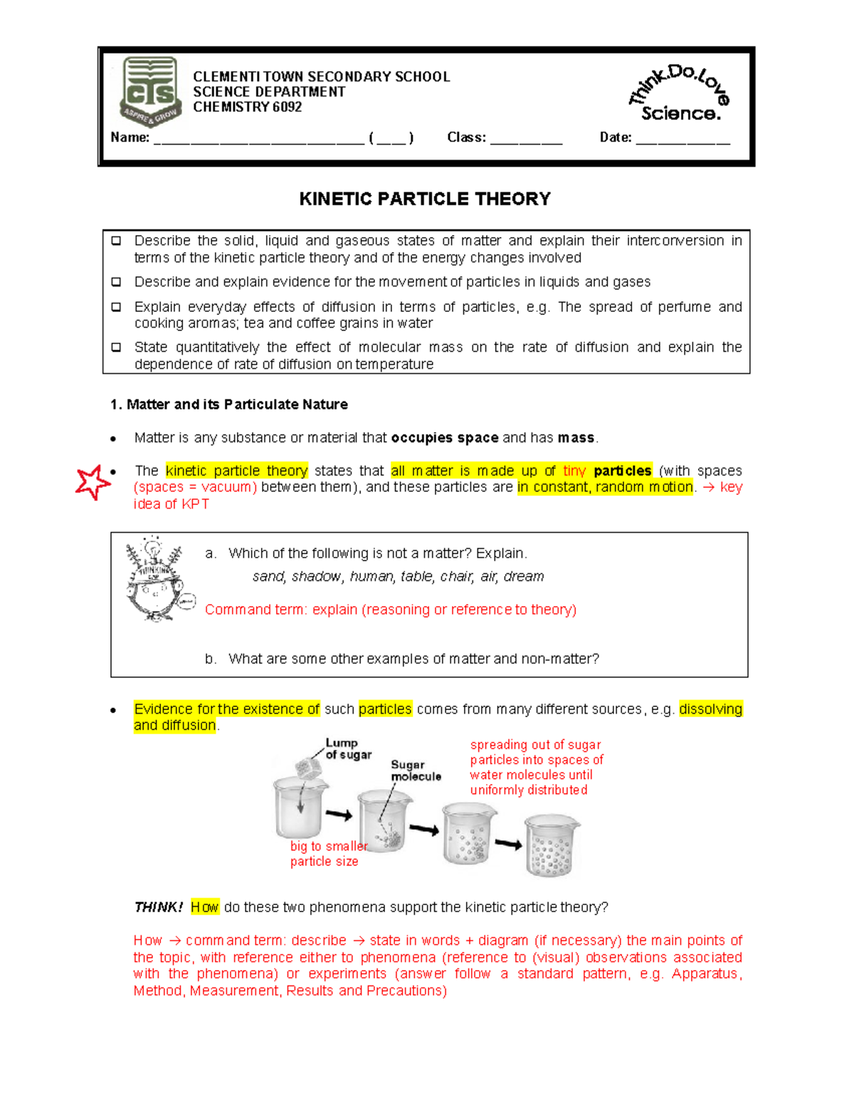 Kinetic Particle Theory Notes for Chemistry 6092 - Studocu