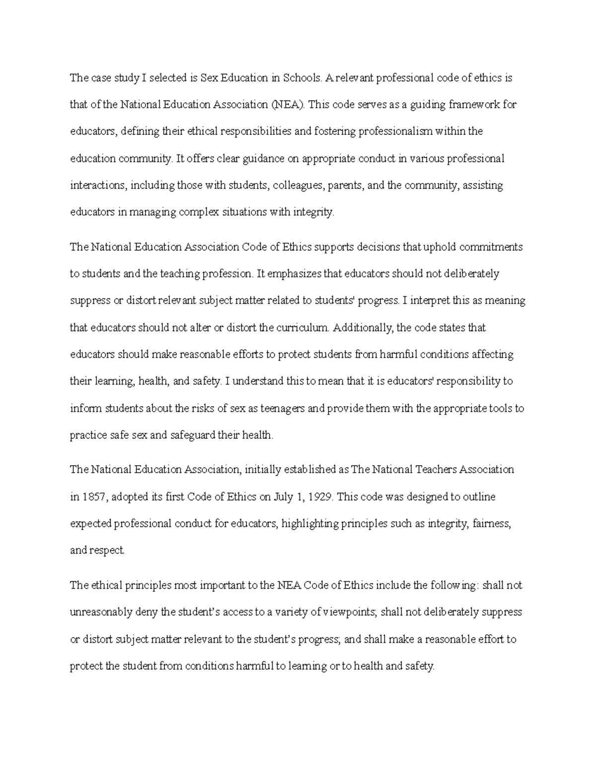 PHL Week 2 Case Study: Ethics of Sex Education in Schools - Studocu