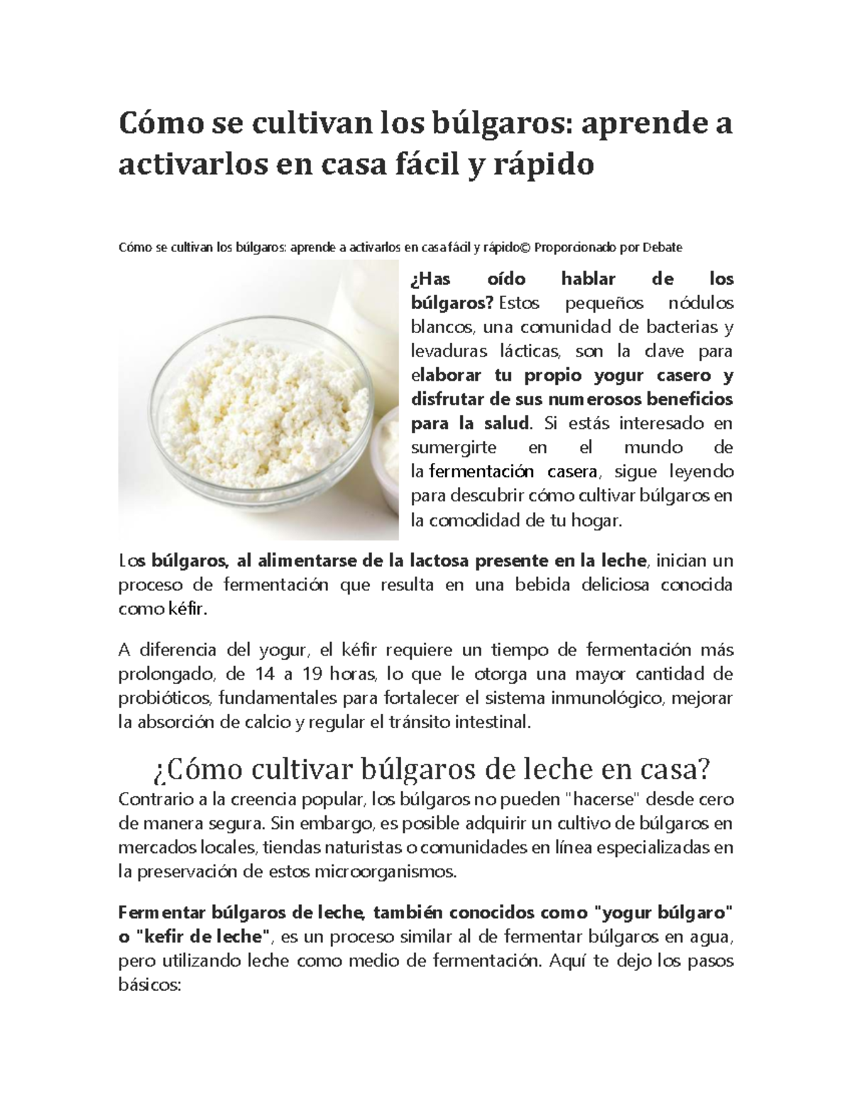 Cultivo de Búlgaros en Casa: Guía Rápida y Fácil - Studocu