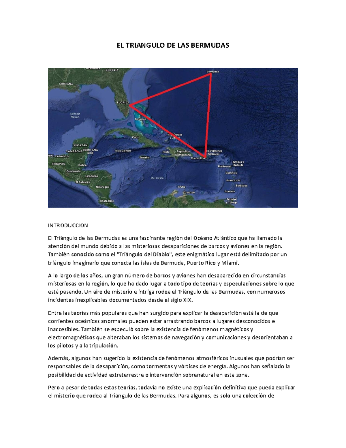 Estudio sobre el Triángulo de las Bermudas: Mitos y Realidades - Studocu