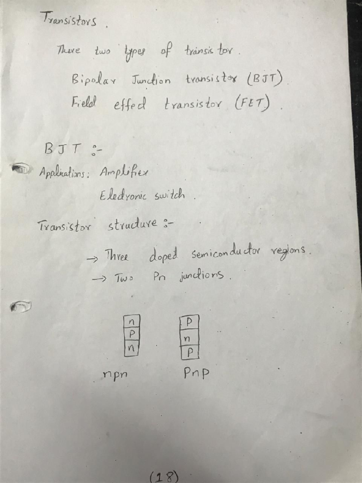 Lecture 3 - Understanding Transistors: BJT & FET Basics - Studocu