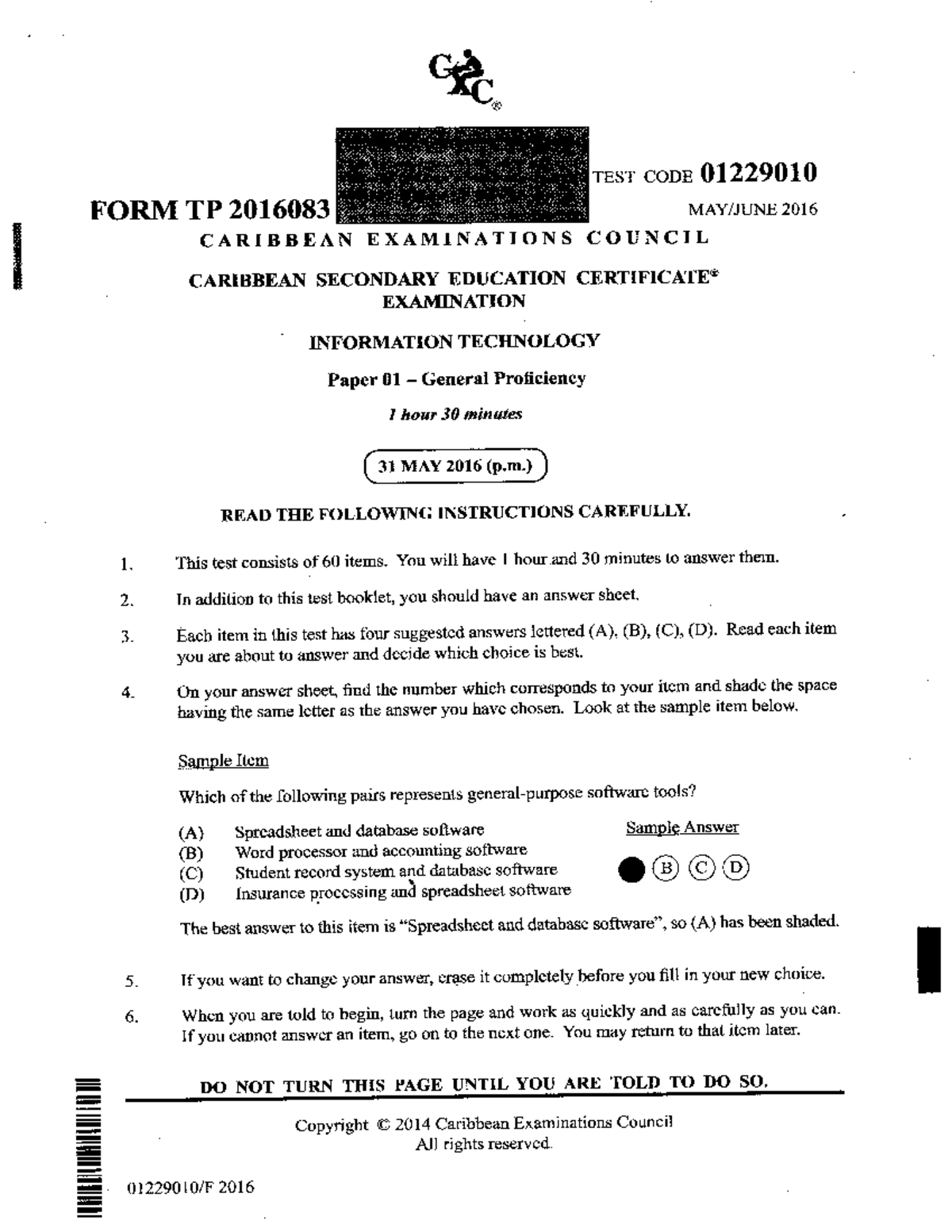 IT OI229OIO - May/June 2016 General Proficiency Paper 1 - Studocu