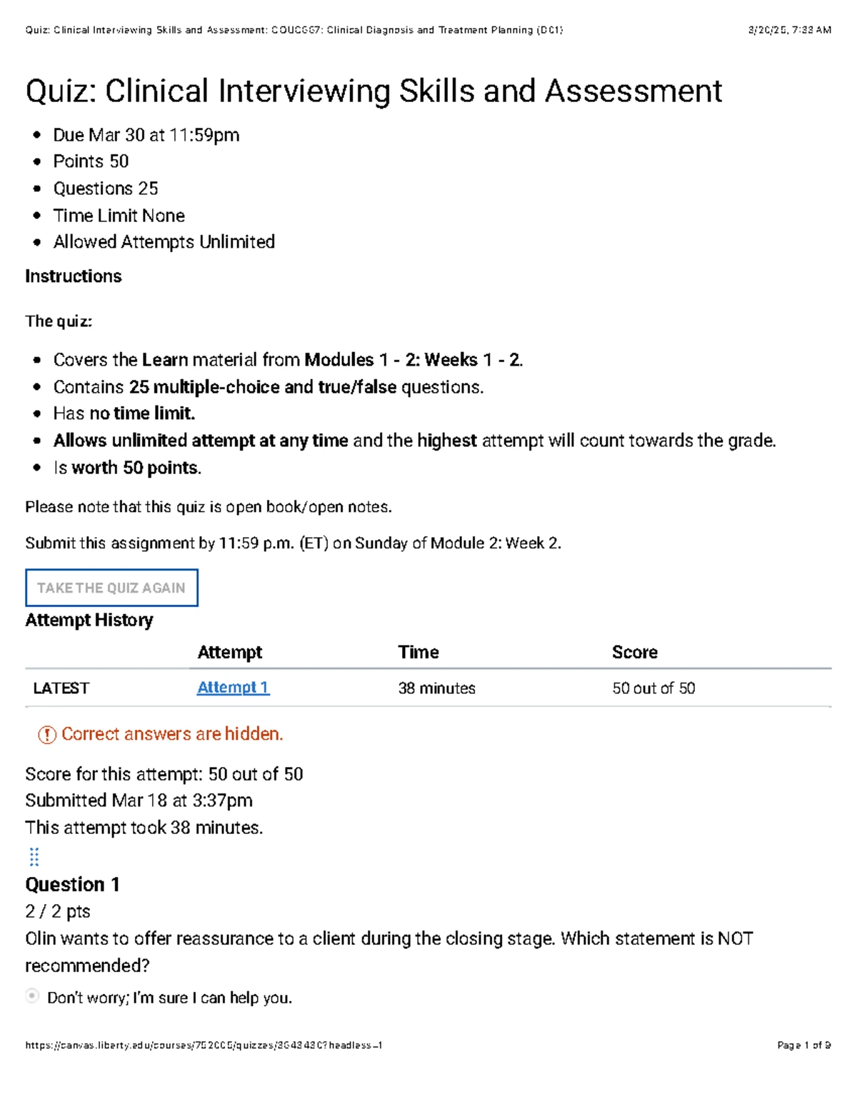 Quiz: Listening Skills & Interview Process in Christian Integration ...
